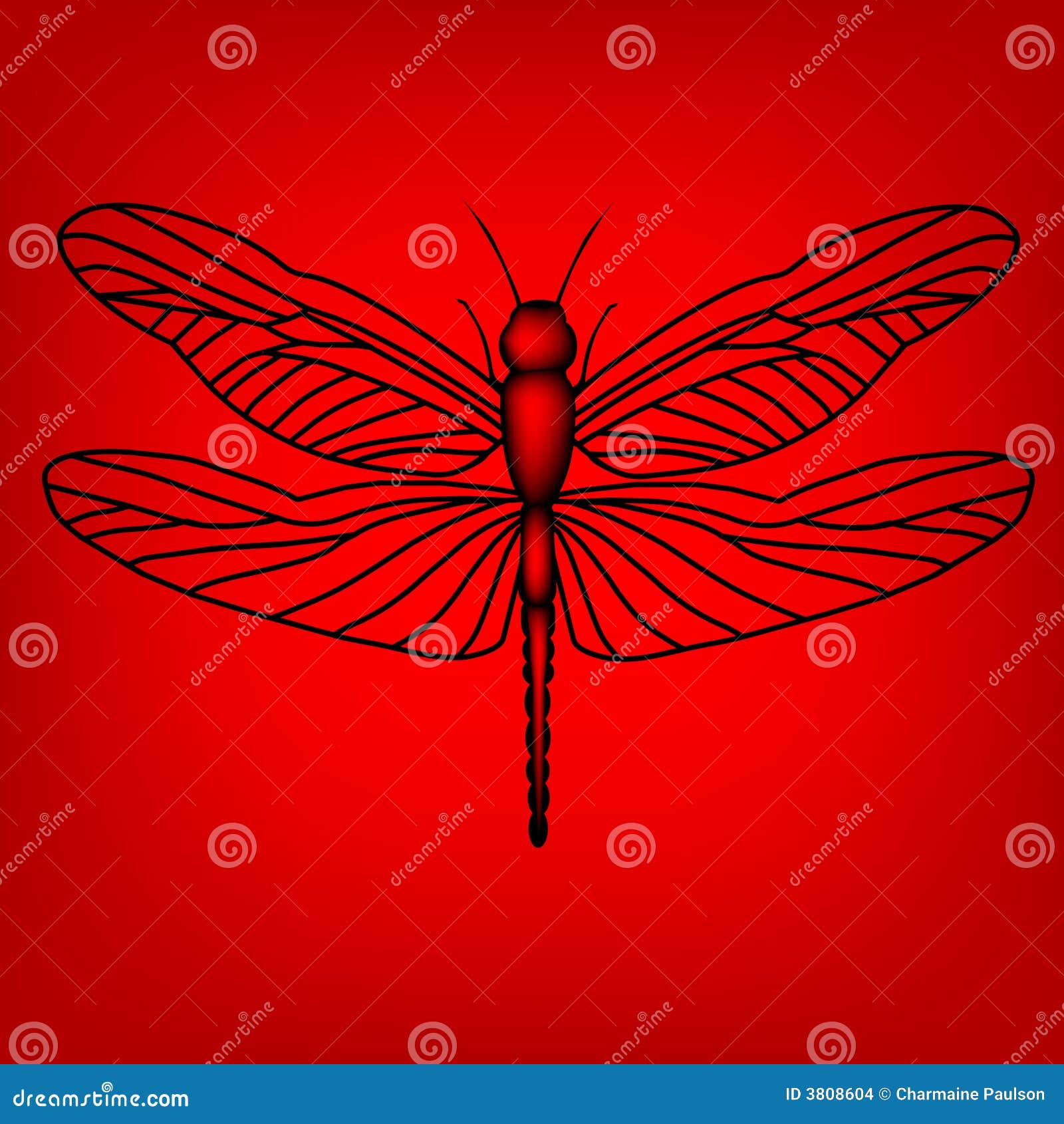 Libellule en rouge illustration de vecteur. Illustration du artistique ...