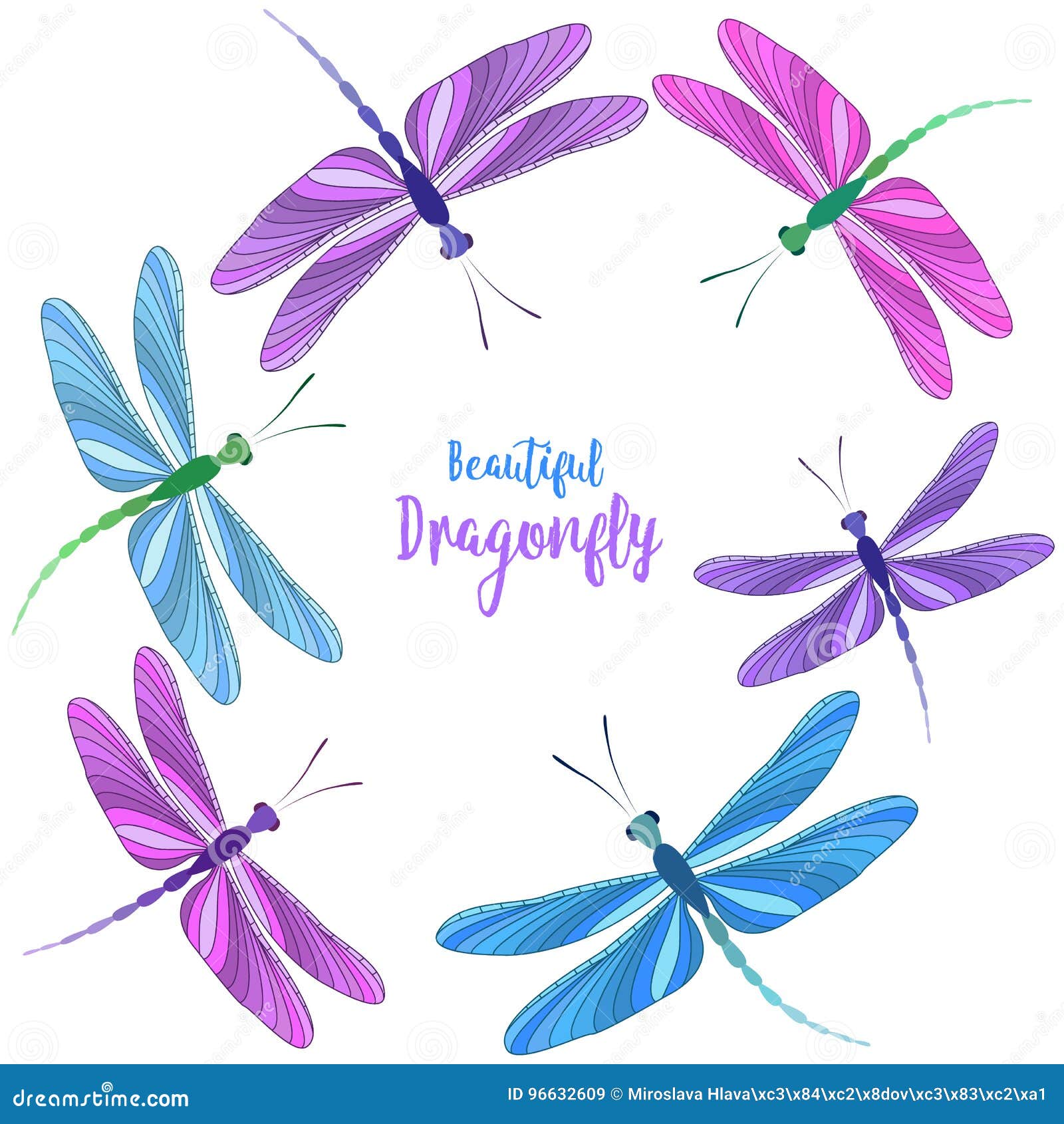 Libellules en vol illustration de vecteur. Illustration du fond - 96632609