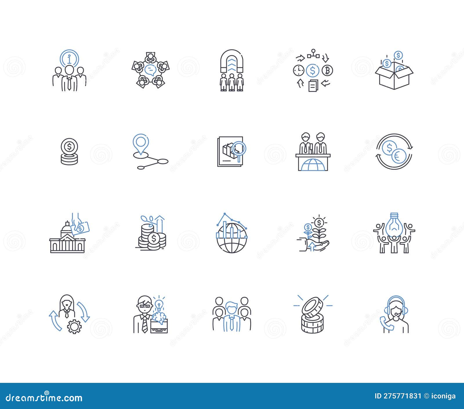Liberalization Line Icons Collection Deregulation Free Market