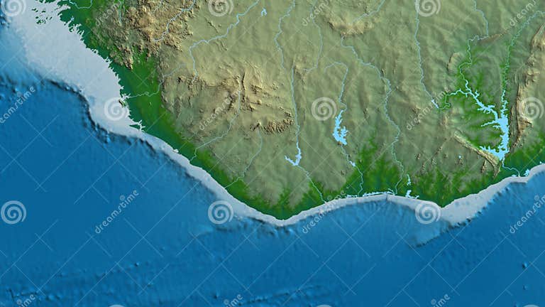 Liberia area. Physical map stock illustration. Illustration of africa ...