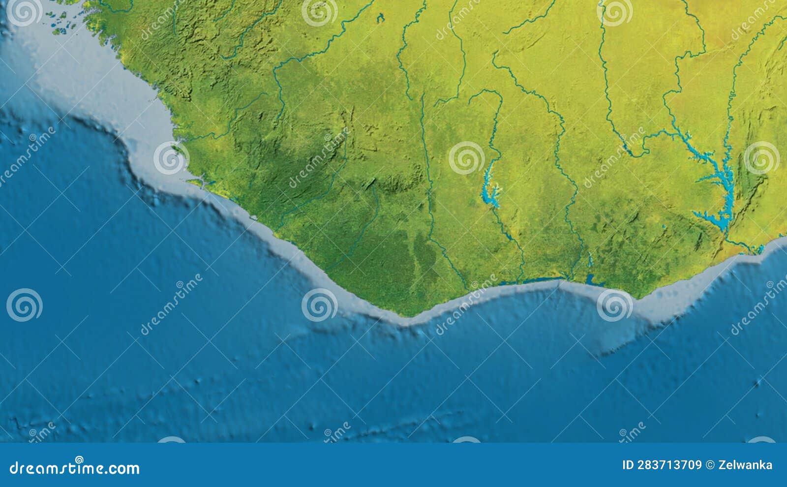Liberia Area. Topographic Map Stock Illustration - Illustration of ...