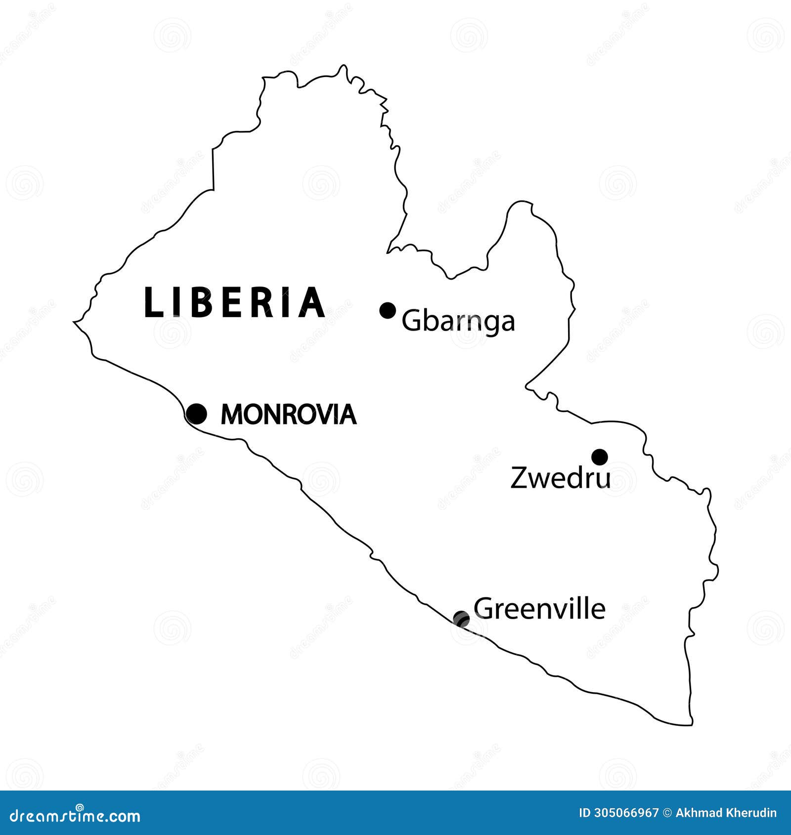 Liberia country map stock vector. Illustration of chart - 305066967