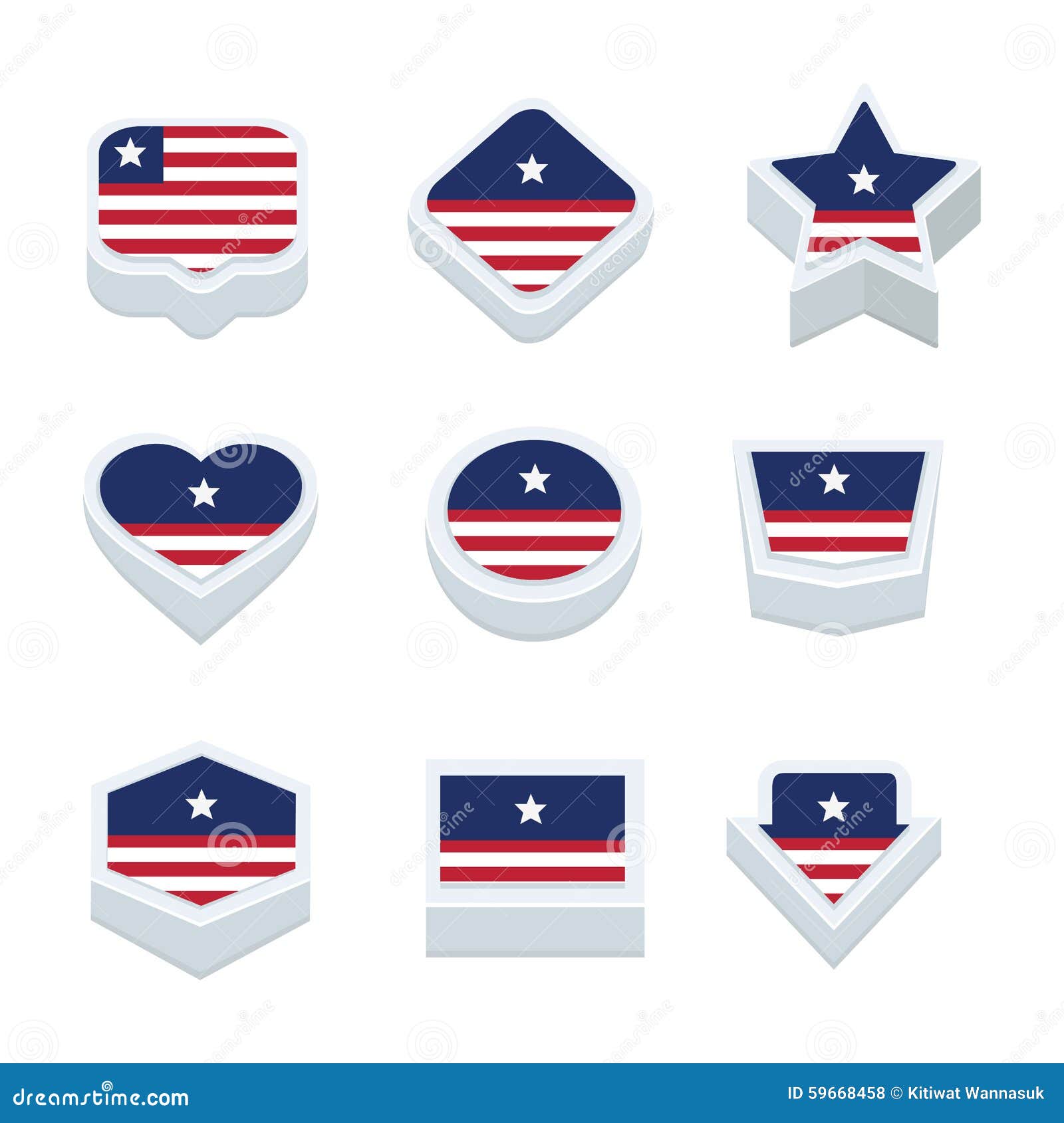 Liberia Flags Icons and Button Set Nine Styles Stock Vector ...