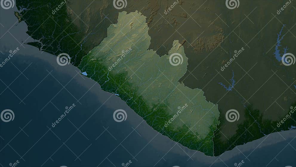 Liberia Highlighted. Physical Stock Illustration - Illustration of ...