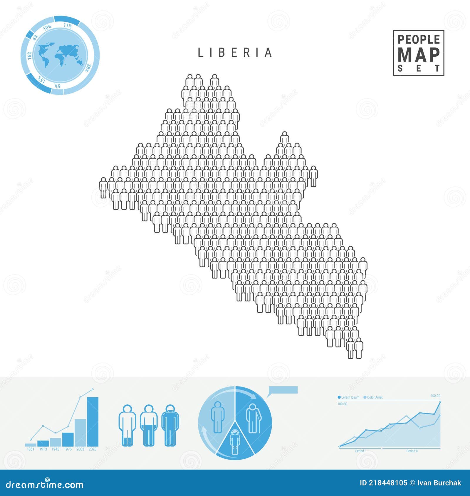 Liberia People Icon Map. Stylized Vector Silhouette of Liberia ...
