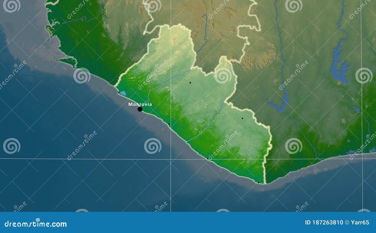 Liberia - Physical. Composition, Borders Stock Illustration ...