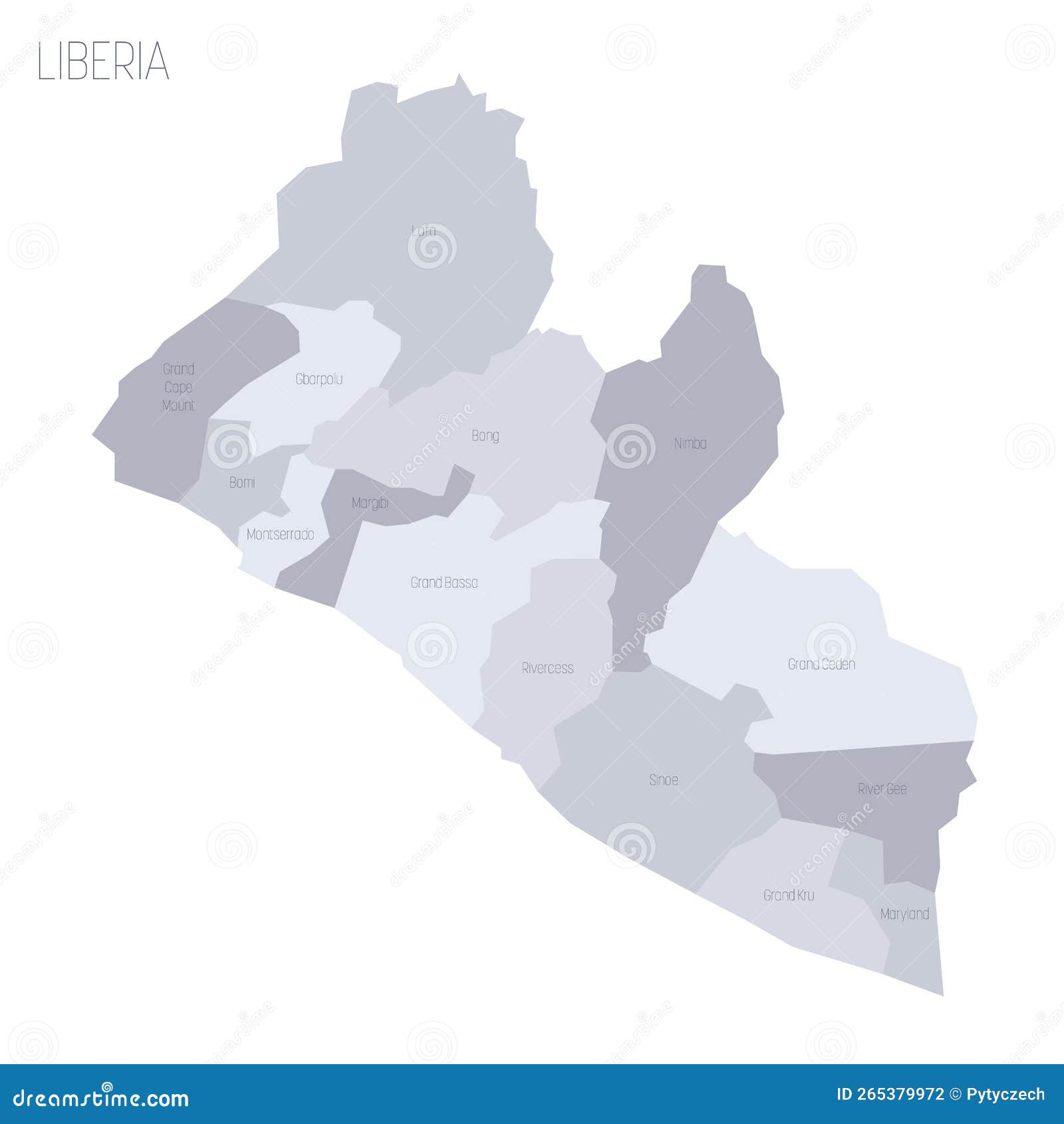 Liberia Political Map of Administrative Divisions Stock Vector ...