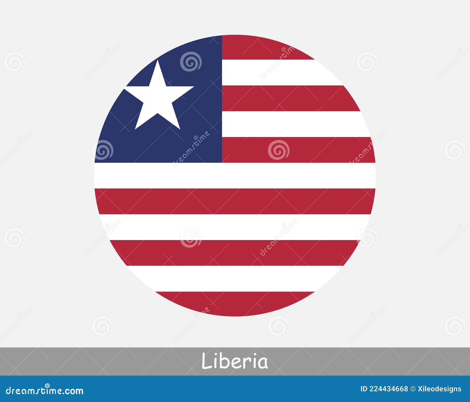 Liberia Round Circle Flag. Liberian Circular Button Banner Icon Stock ...