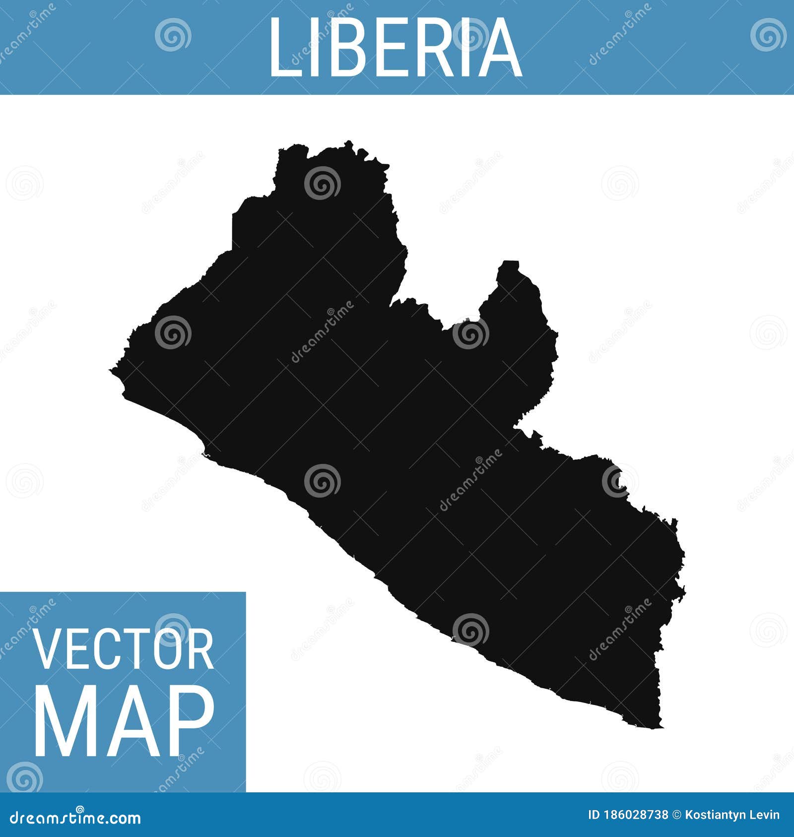 Liberia Vector Map with Title Stock Vector - Illustration of country ...