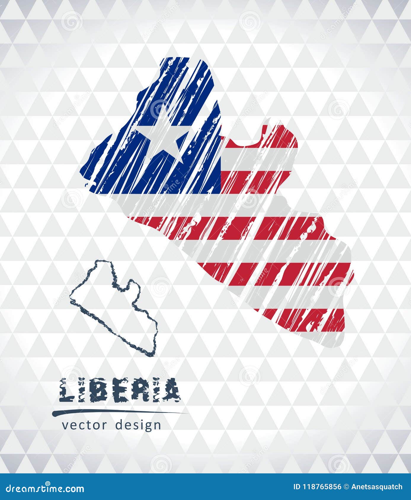 Liberia Vector Map with Flag Inside Isolated on a White Background ...