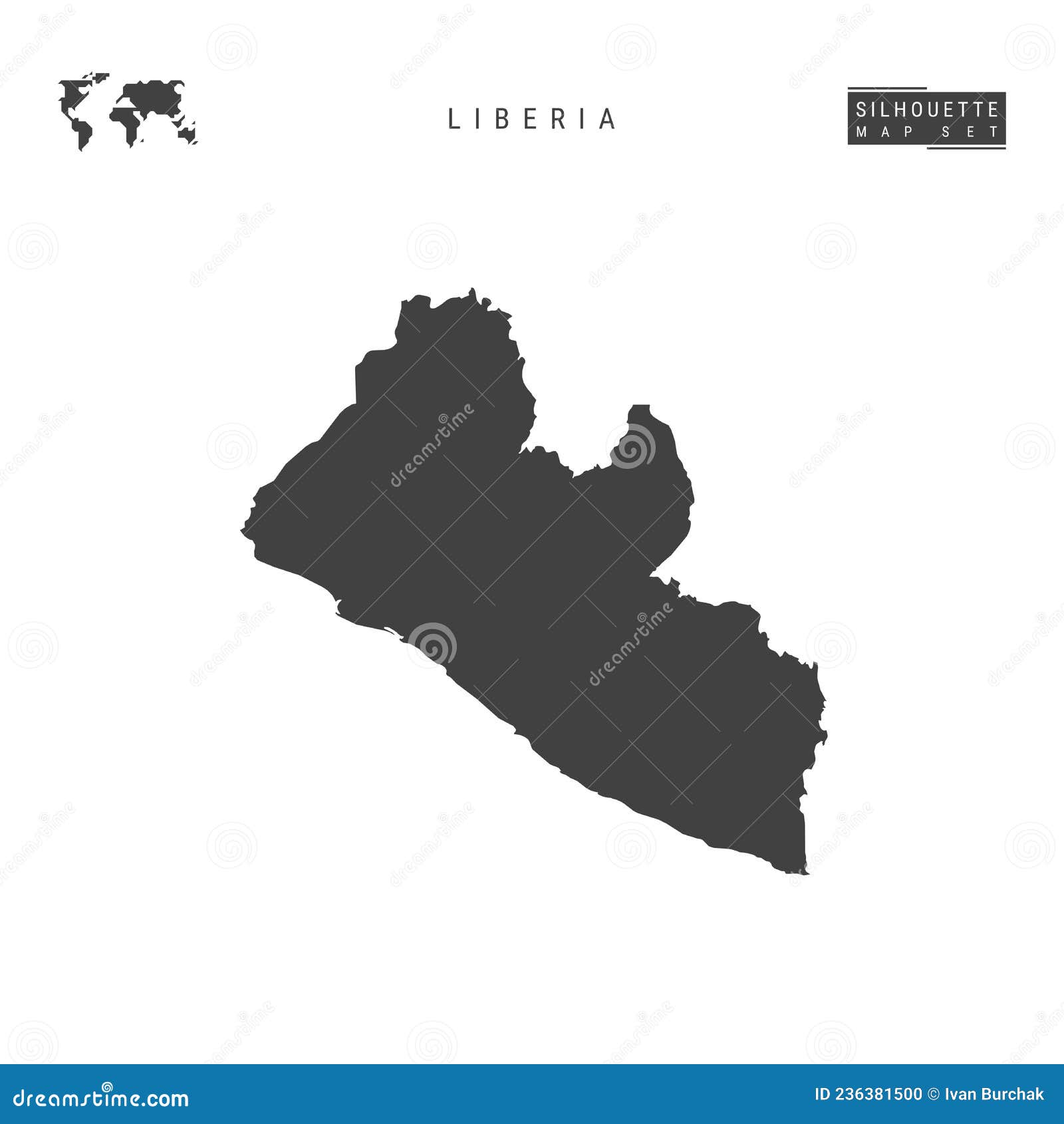 Liberia Vector Map Isolated On White Background High Detailed Black