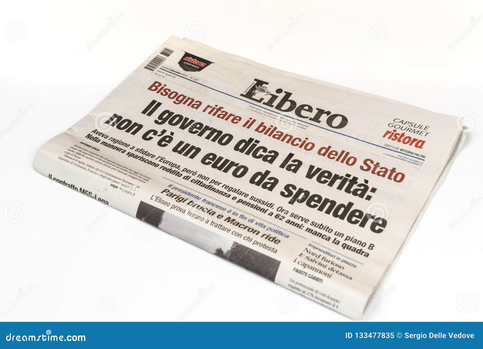 Libero Italian newspaper editorial image. Image of life - 133477835