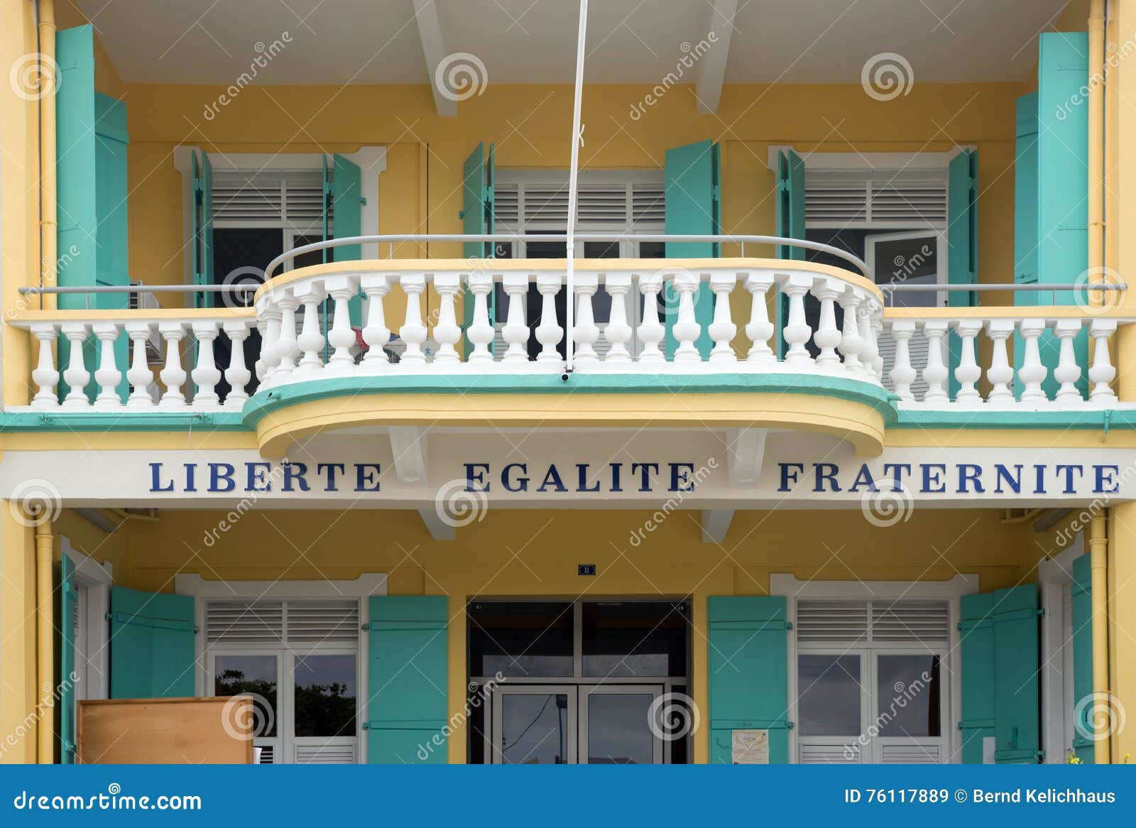 Liberte, Egalite, Fraternite Under a Balcony Stock Image - Image of ...