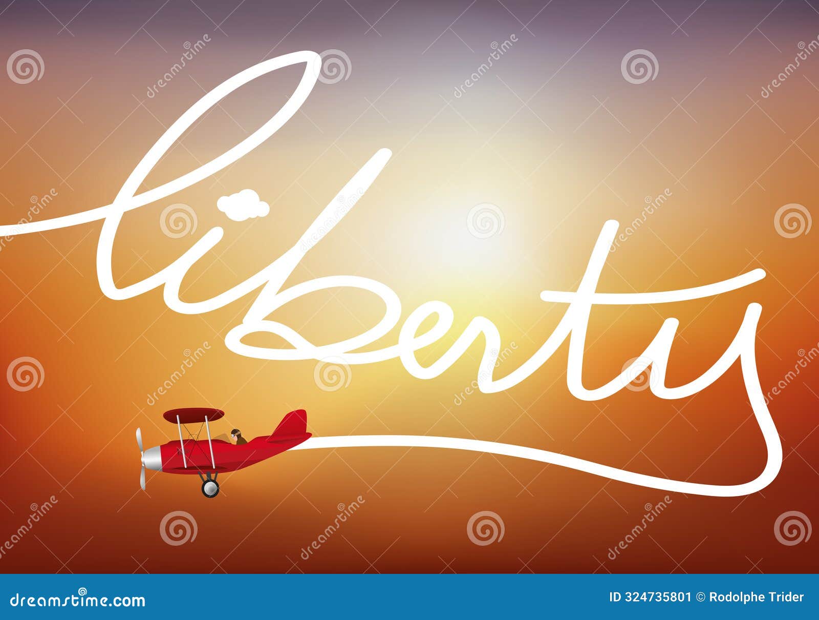 The Word Liberty As Neon Glowing Unique Typeset Symbols, Luminous ...