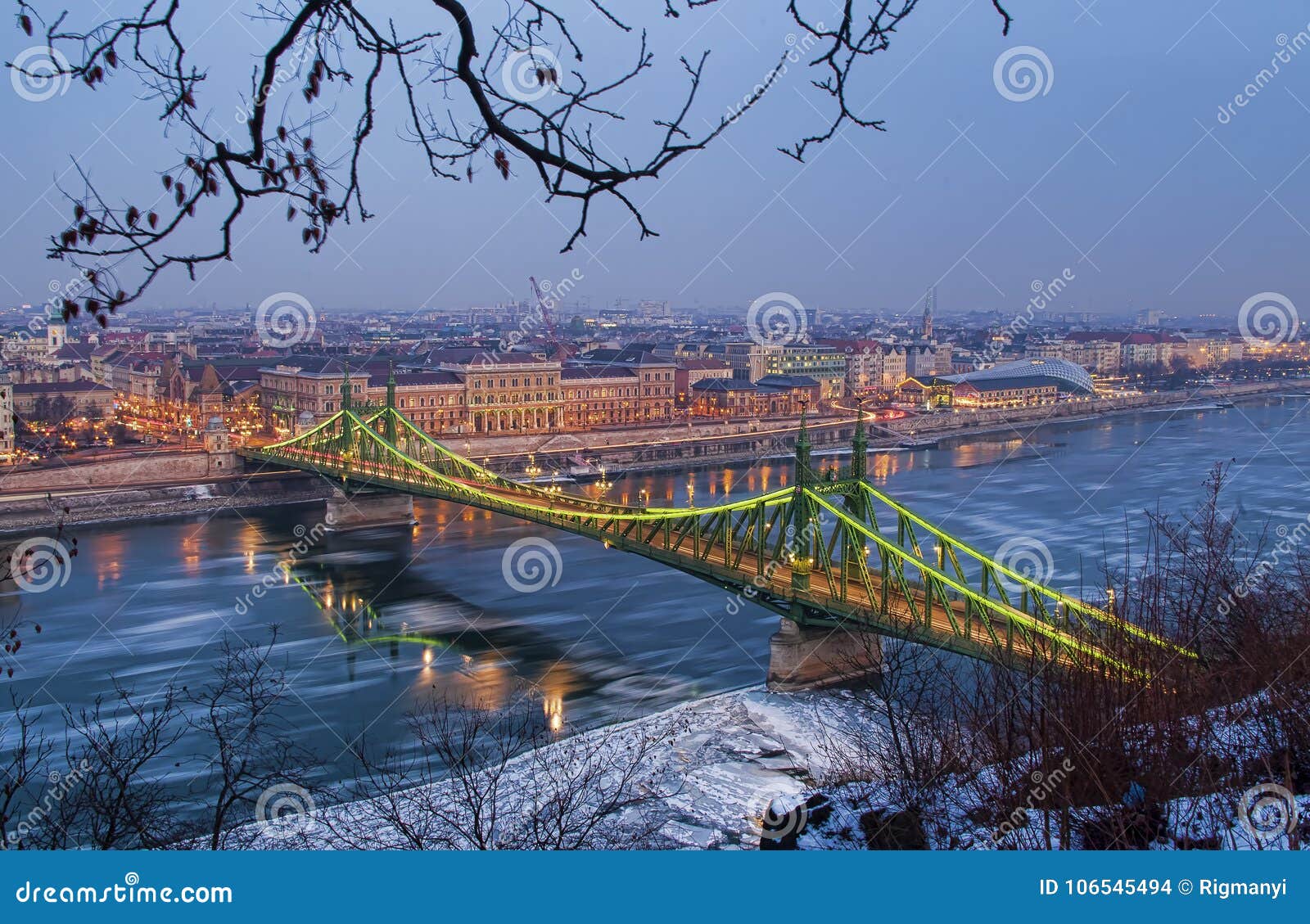 Liberty bridge in Budapest stock photo. Image of vessel - 106545494