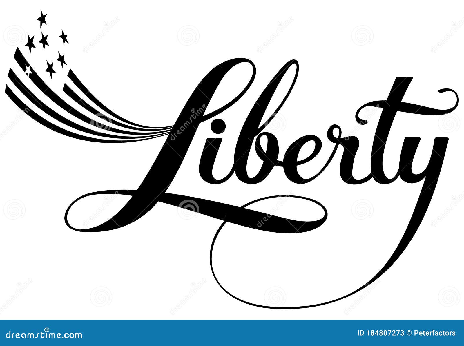Liberty Custom Calligraphy Text Vector Illustratie - Illustration of ...