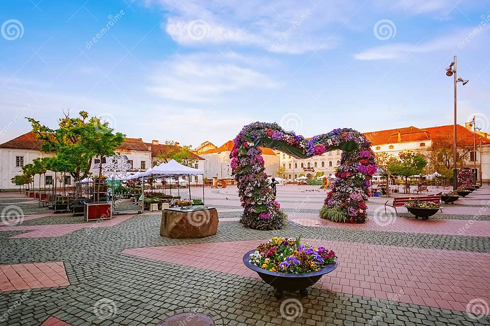 Liberty Square in Timisoara, Romania Stock Photo - Image of flowerbed ...