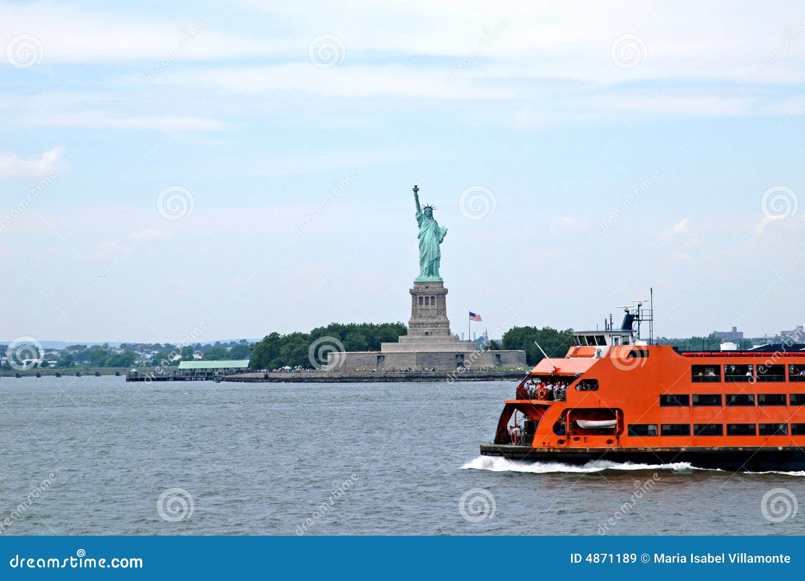 Liberty Statue and the Ferry Stock Image - Image of scenic, aerial: 4871189