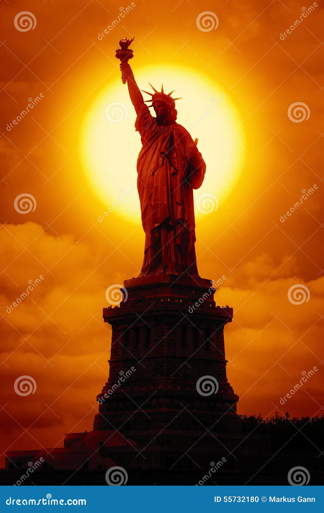 Liberty statue at sunset stock photo. Image of architecture - 55732180