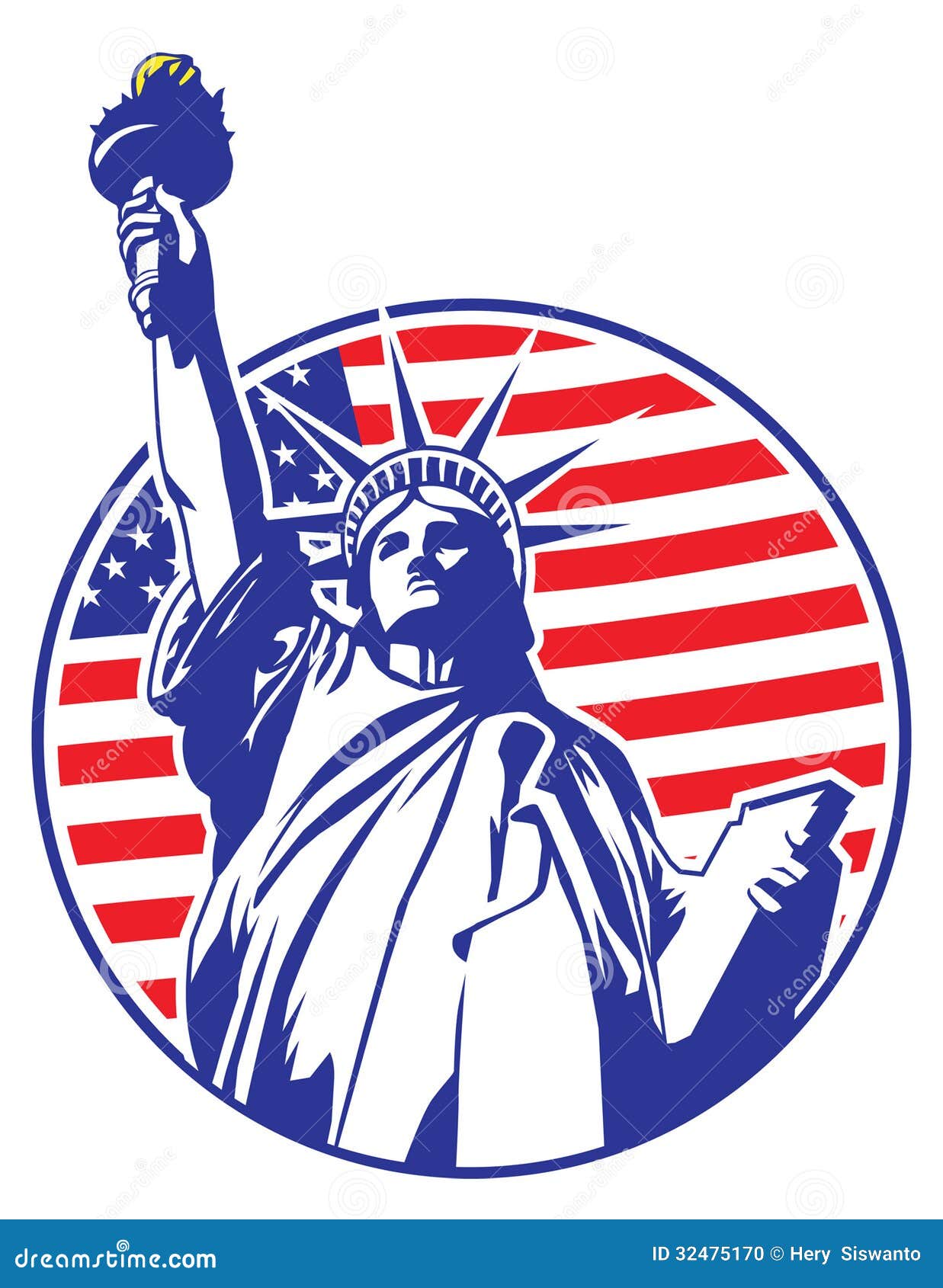 Liberty Statue with USA Flag As a Background Stock Vector ...