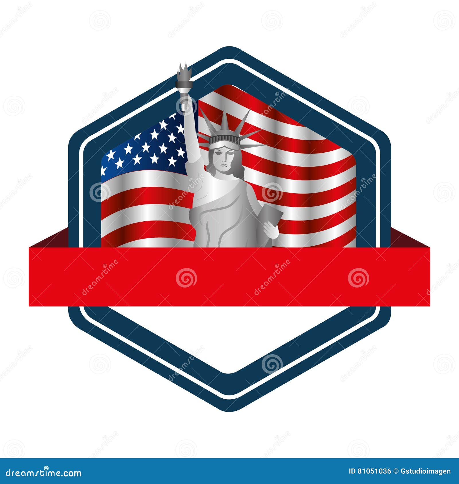 Liberty Statue with Usa Flag Icon Stock Vector - Illustration of ...