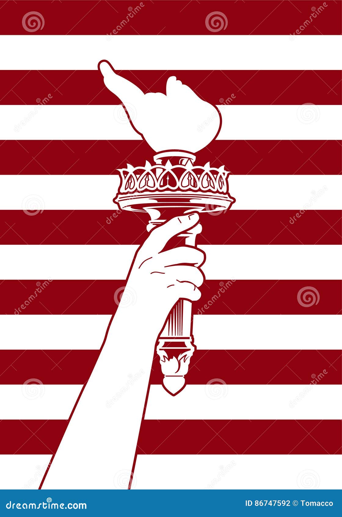 Liberty Torch with Flag Stripes Stock Illustration - Illustration of ...