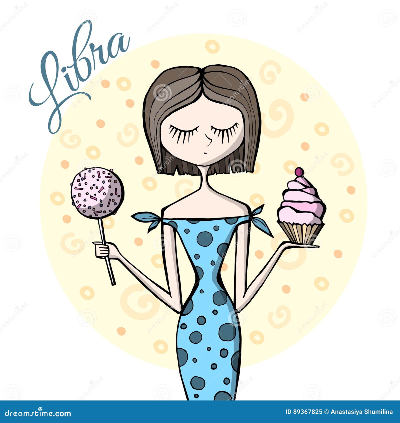 Libra Bonito Do Sinal Do Zodíaco Ilustração do Vetor - Ilustração de ...