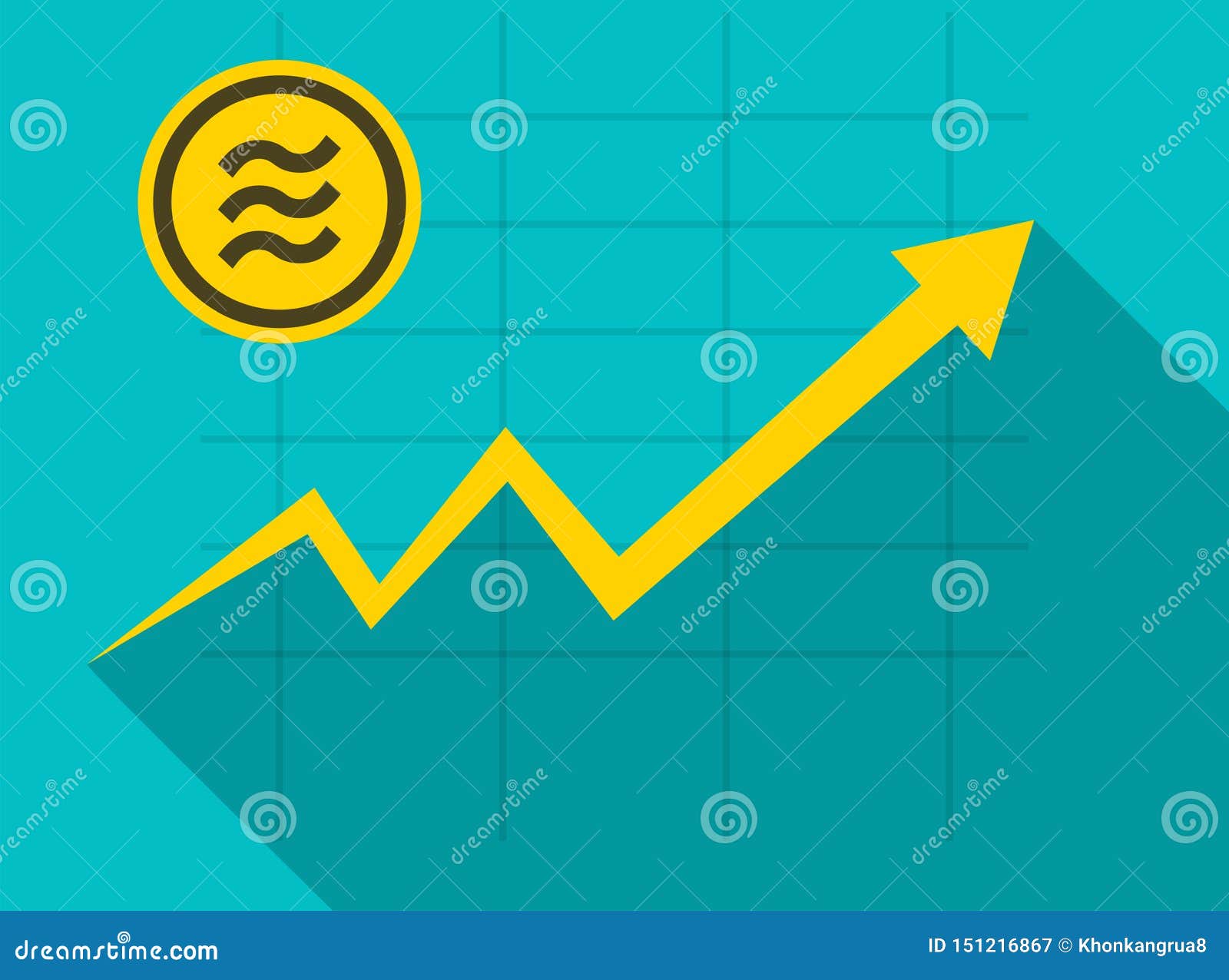 Libra Coin Concept Growth Chart on Medal Coin Background.vector ...