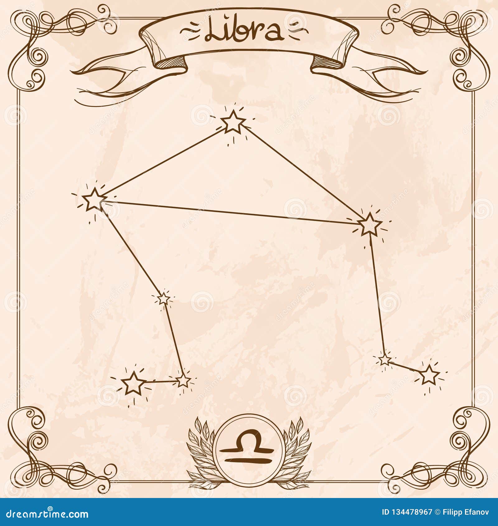 Libra Constellation Vintage Symbol. Schematic Representation of the ...