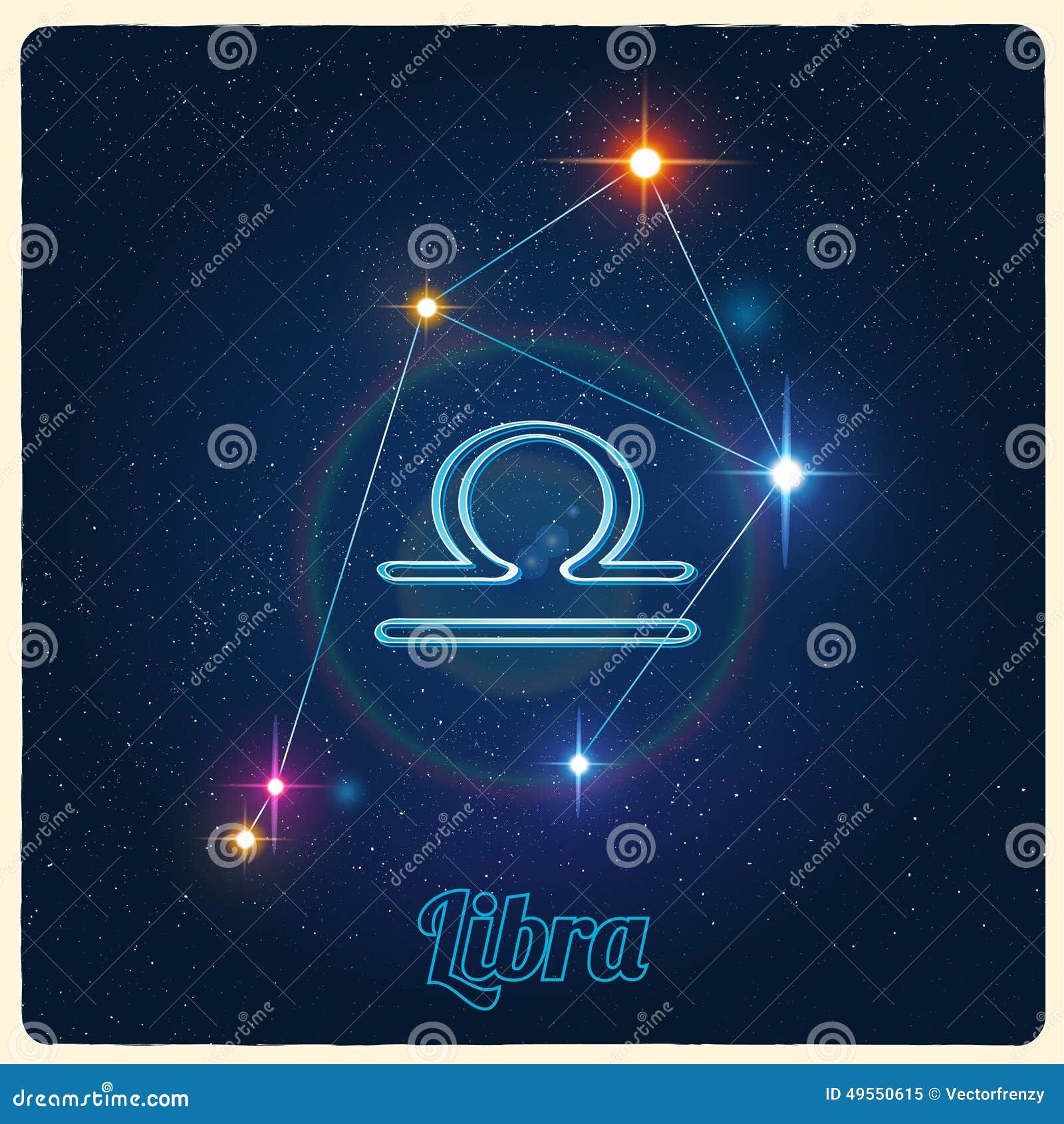 Libra Da Constelação Do Vetor Com Sinal Do Zodíaco Ilustração do Vetor ...