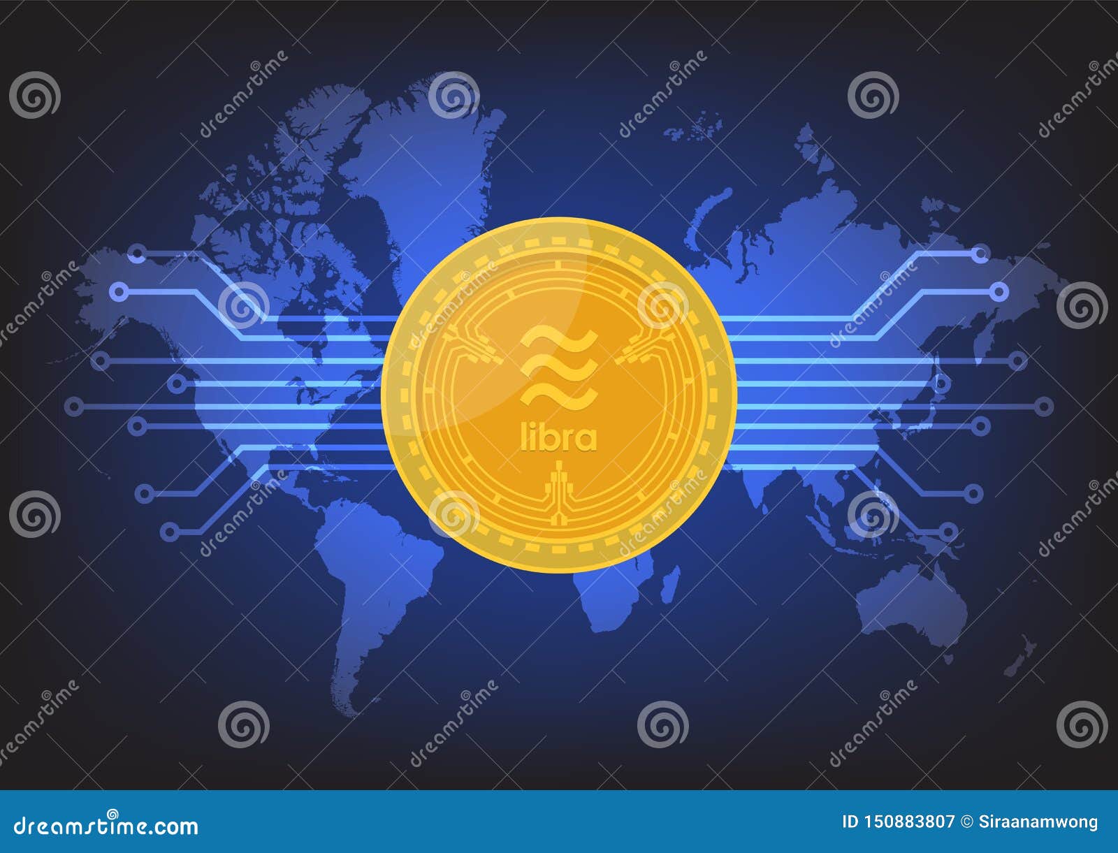 Libra Digital Currency with World Map Background Editorial Photography ...
