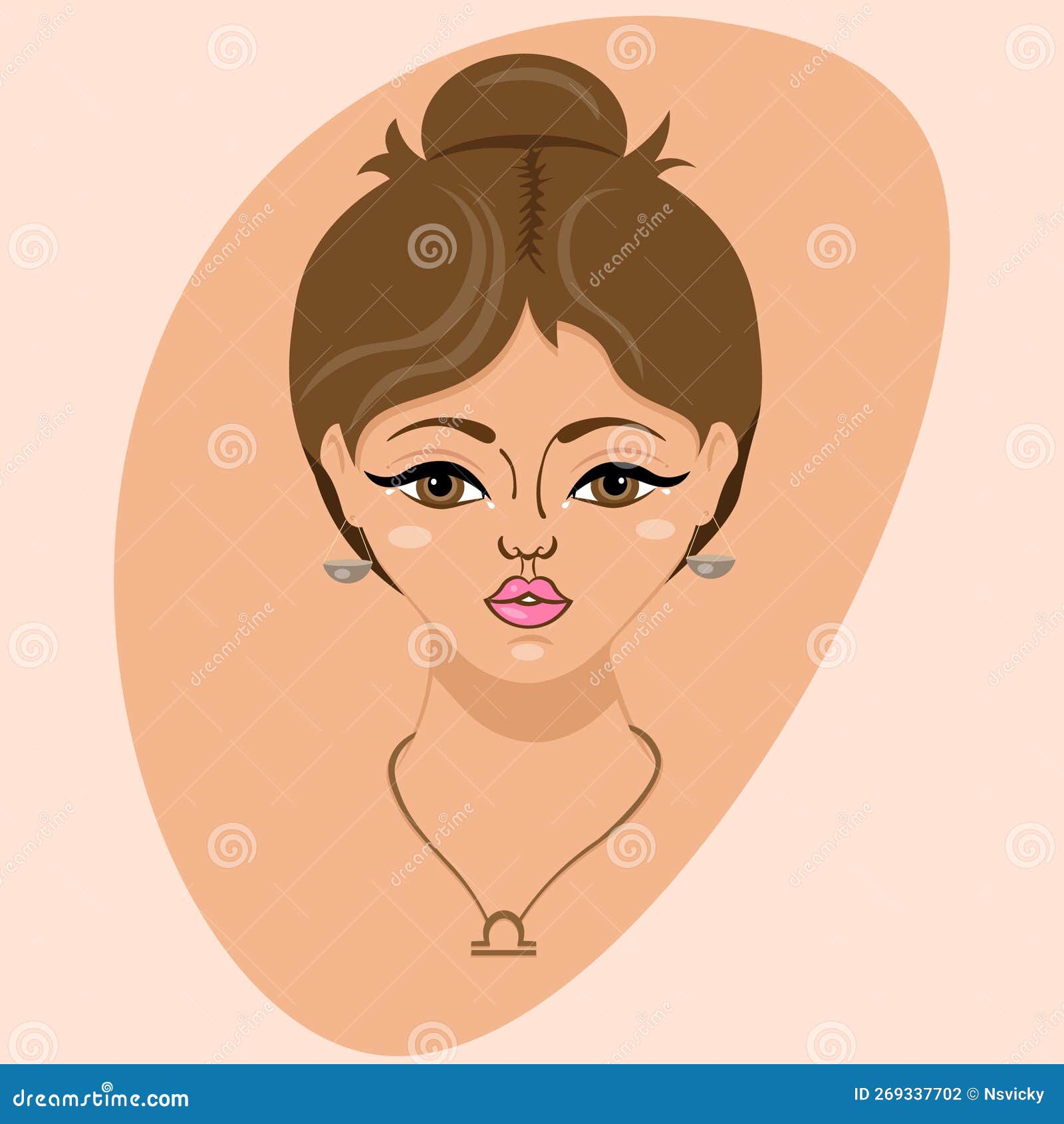 Beautiful Face of Libra Woman Zodiac Sign. Horoscope Symbol Stock ...
