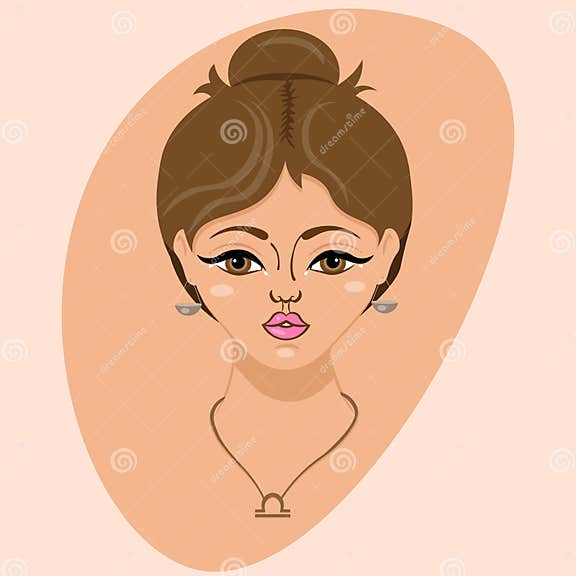 Beautiful Face of Libra Woman Zodiac Sign. Horoscope Symbol Stock ...