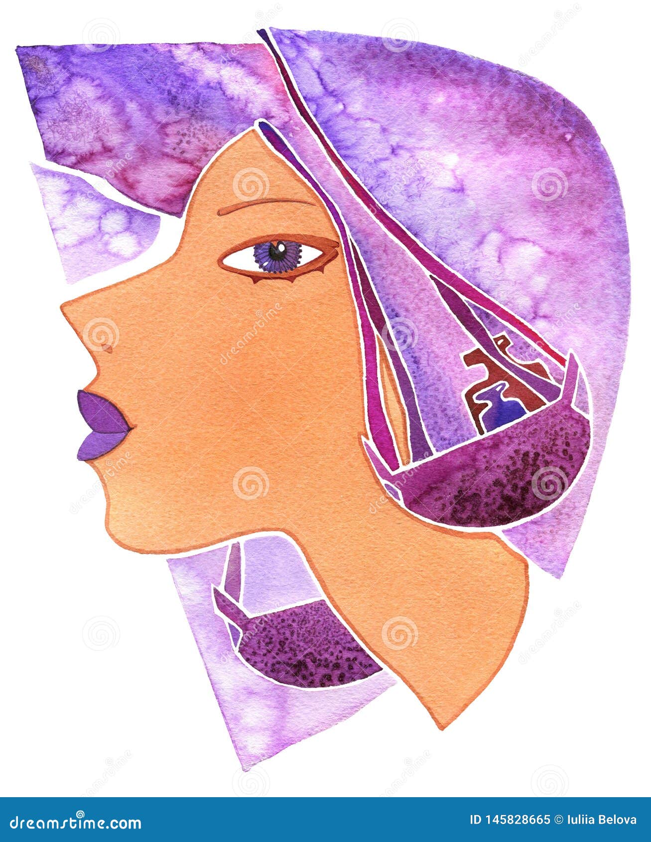 Libra-girl, Face Girl As Astrology Symbol Libra on a Pattern Background ...