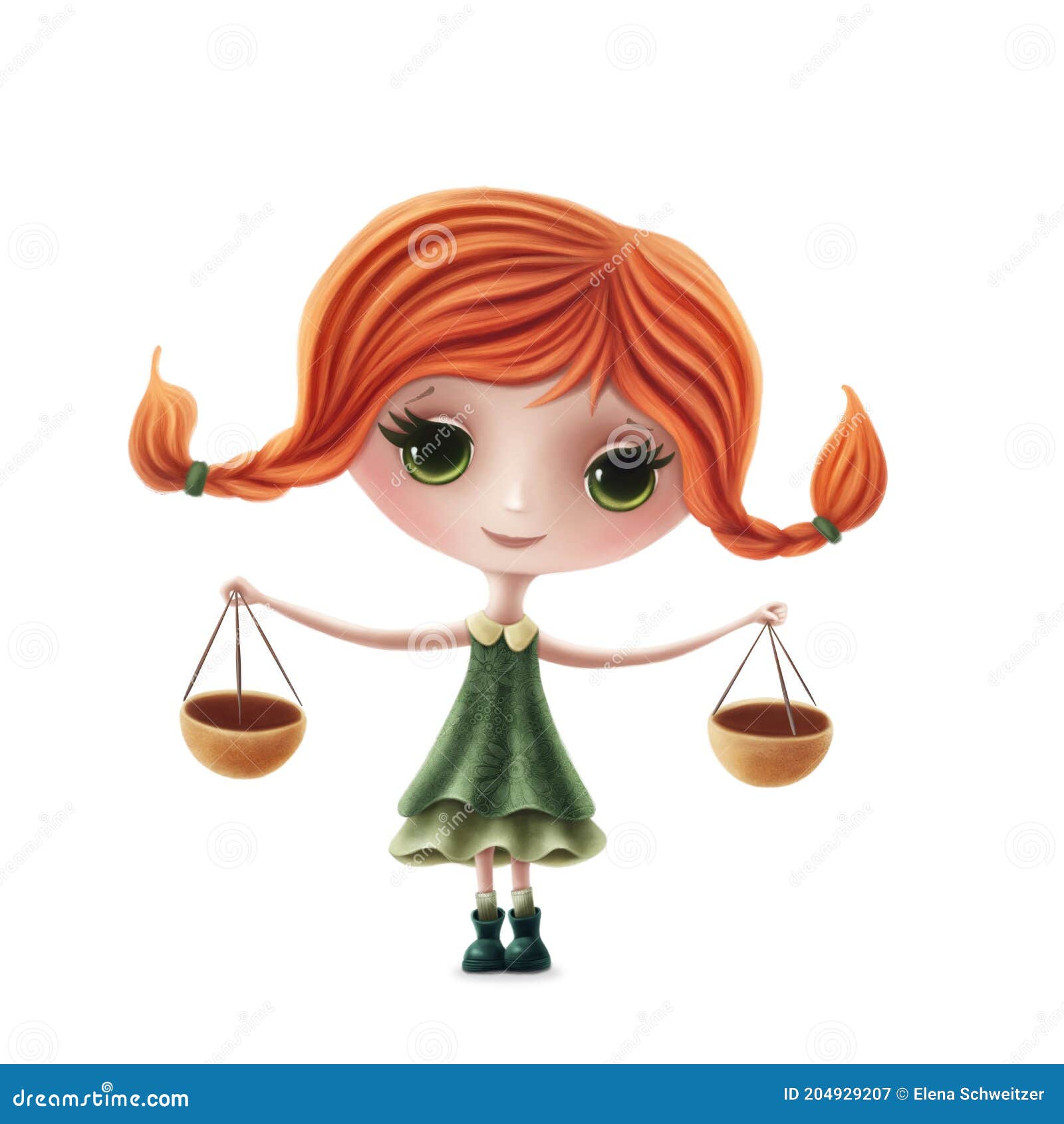 Libra Girl Isolated on a White Background Stock Illustration ...