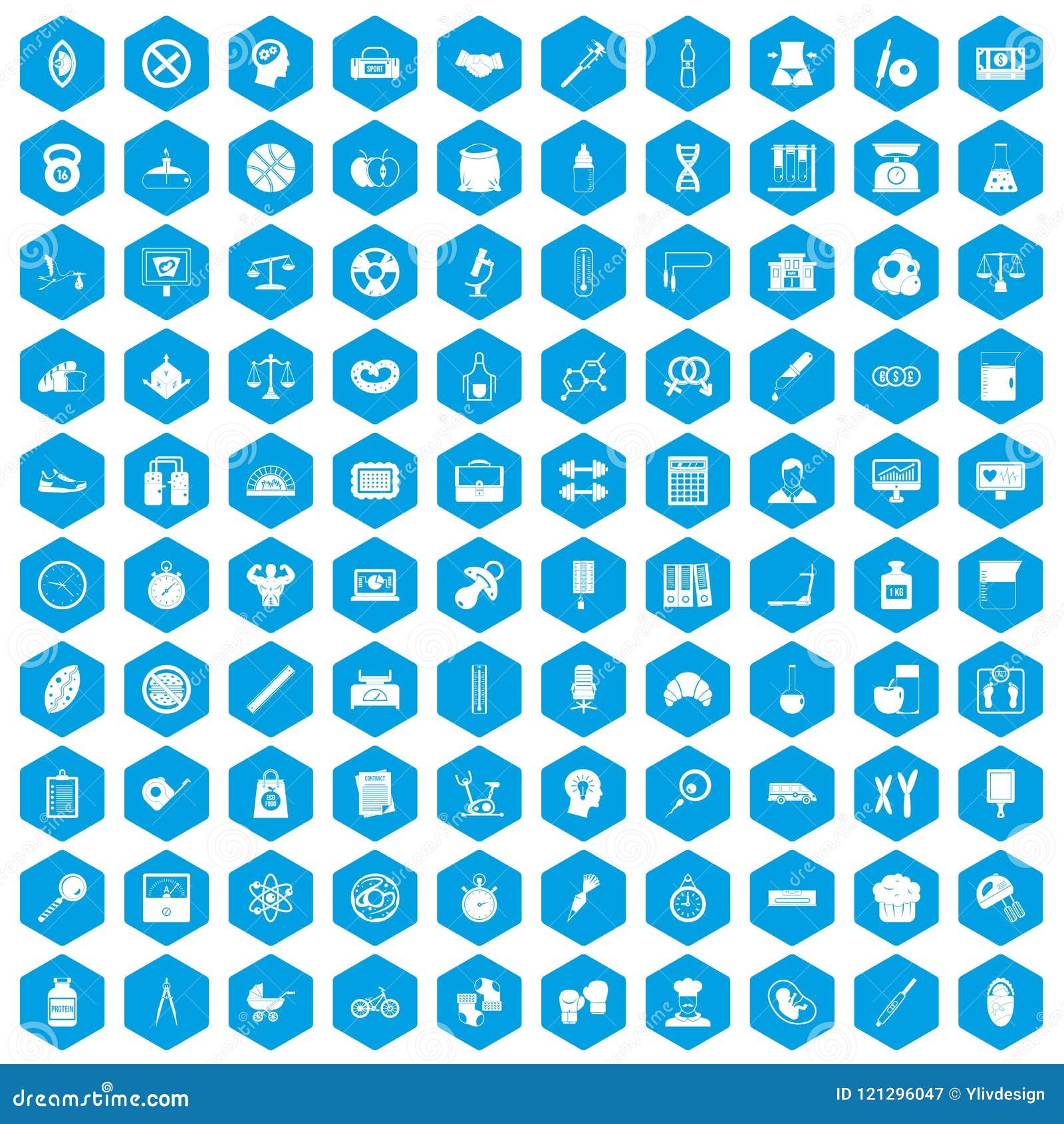 100 libra icons set blue stock vector. Illustration of ball - 121296047