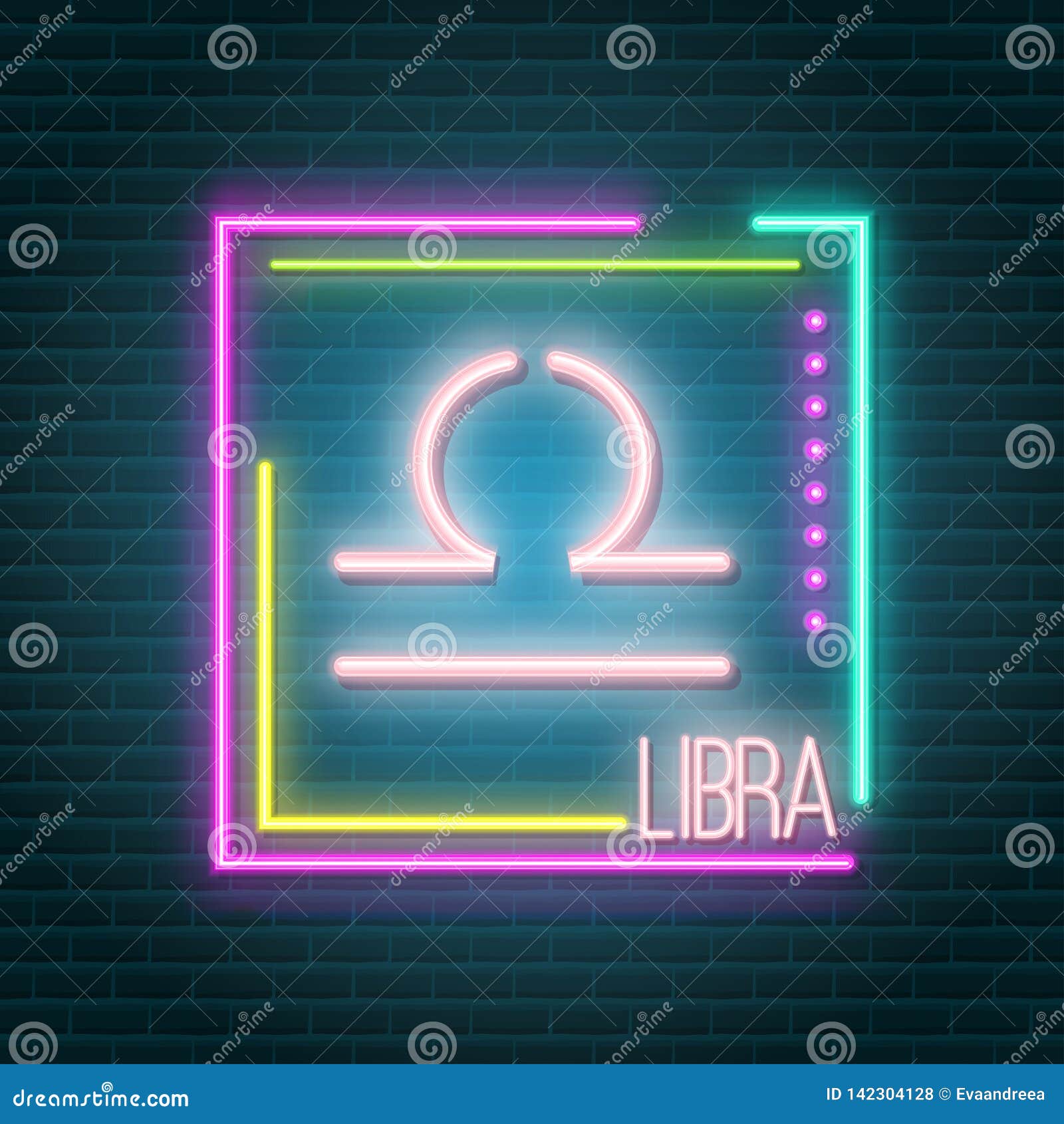 Libra neon sign stock illustration. Illustration of black - 142304128