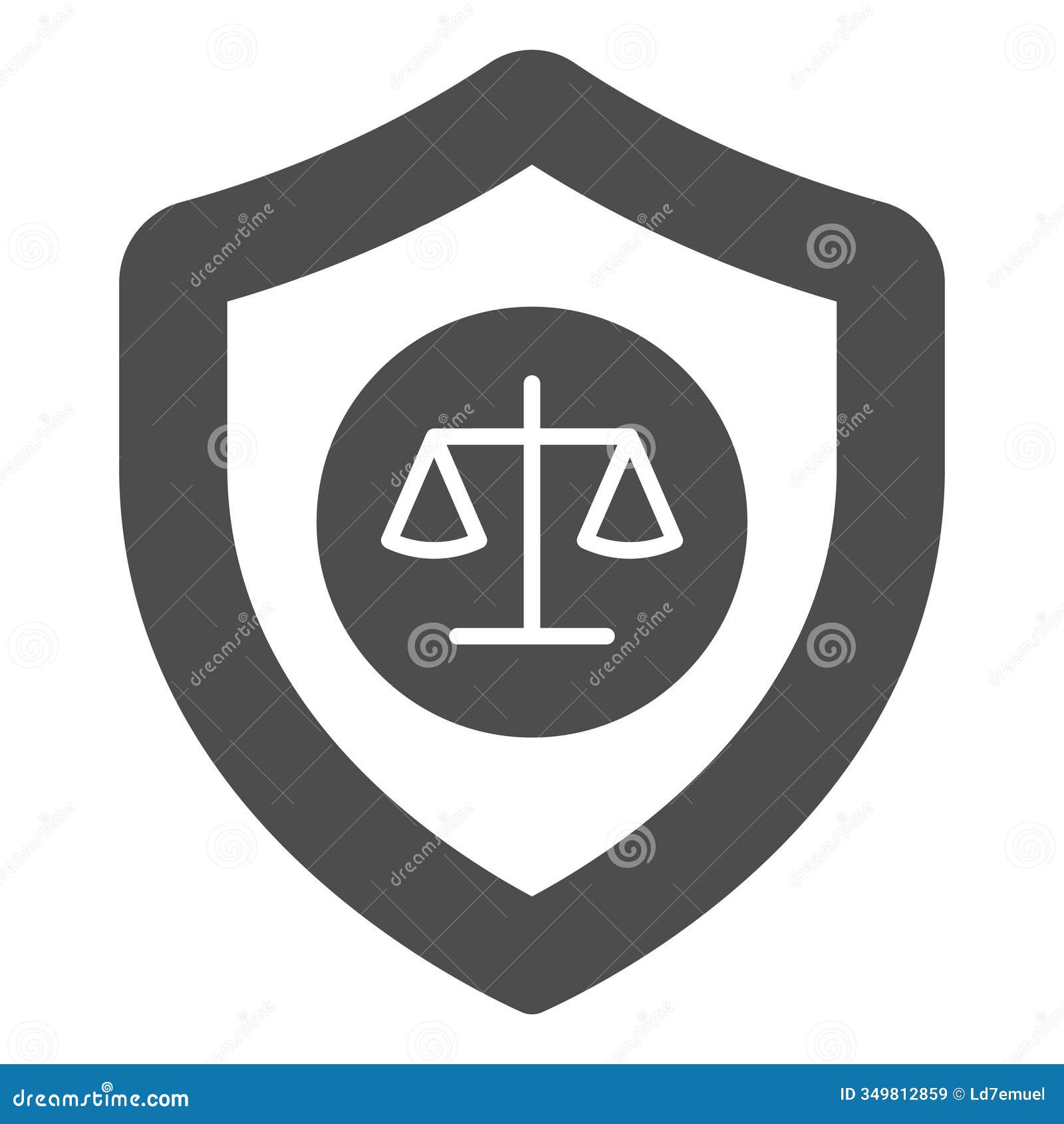 Libra Scales on Safety Emblem Solid Icon, Jurisprudence Concept. Vector ...