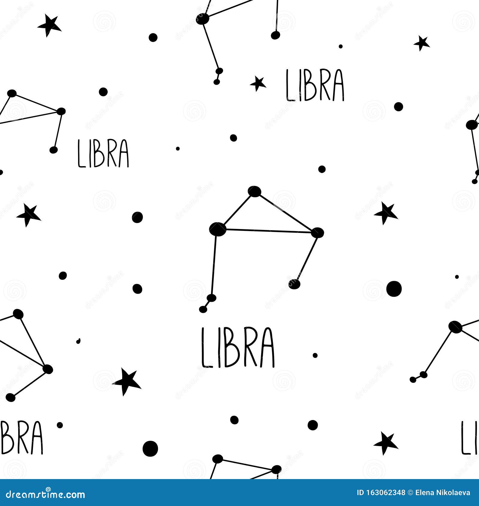 Libra. Seamless Pattern with Zodiac Sign Stock Vector - Illustration of ...