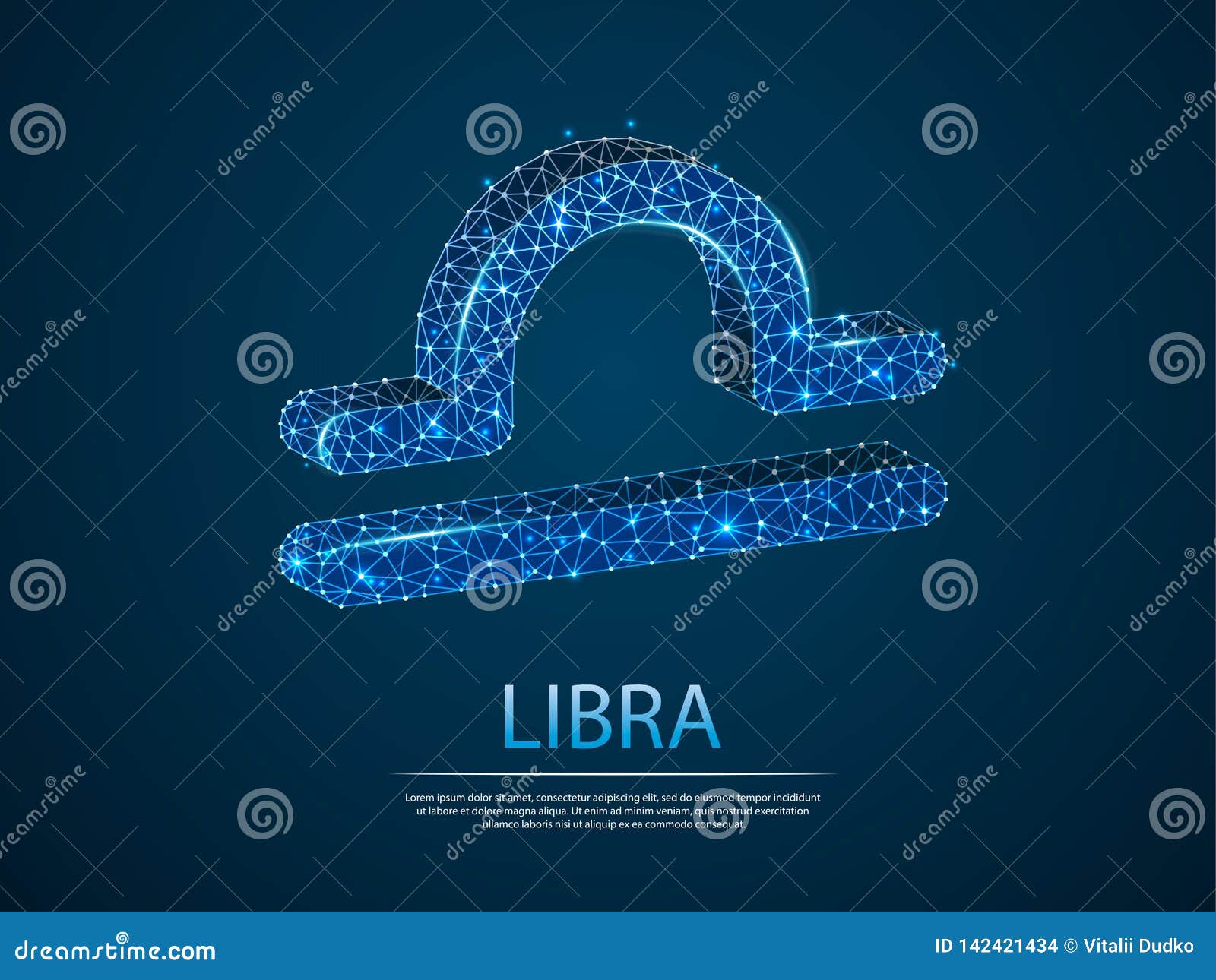 Libra Zodiac 3D Low Poly Abstract Illustration. Vector Digit Wireframe ...