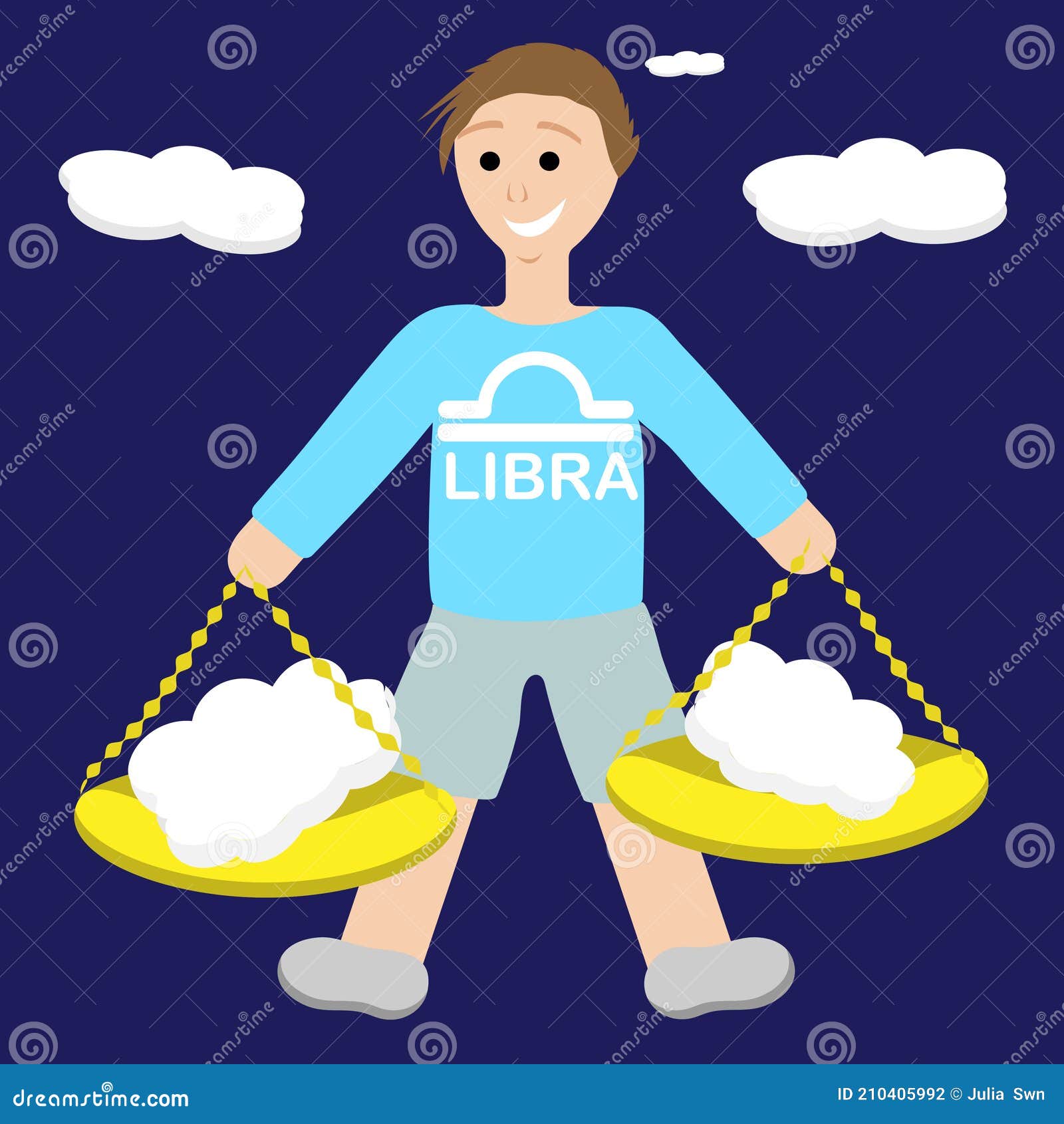 Libra Zodiac Pesa Nubes En Una Escala Ilustración del Vector ...