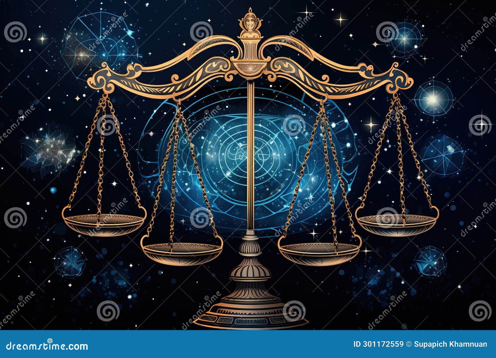 Libra Zodiac Sign Constellations Against a Night Sky Backdrop Stock ...