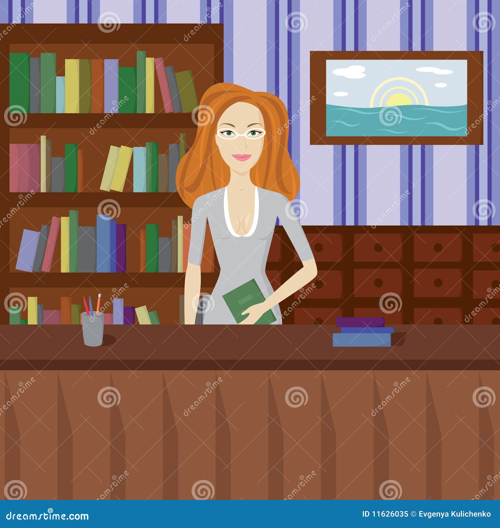 Librarian Cartoon Vector | CartoonDealer.com #11626035