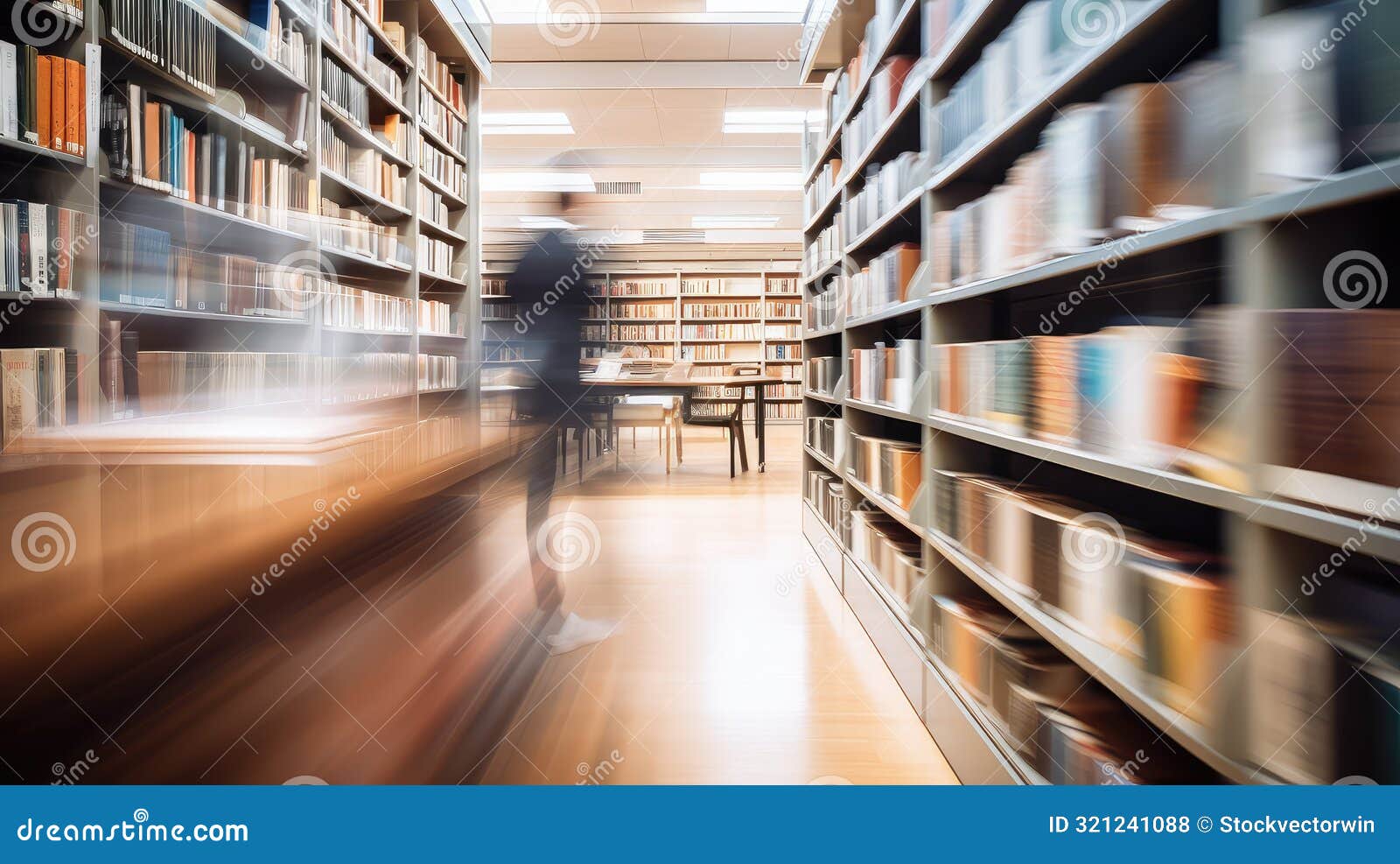 Librarian Blurred Library Interior Stock Illustration - Illustration of ...