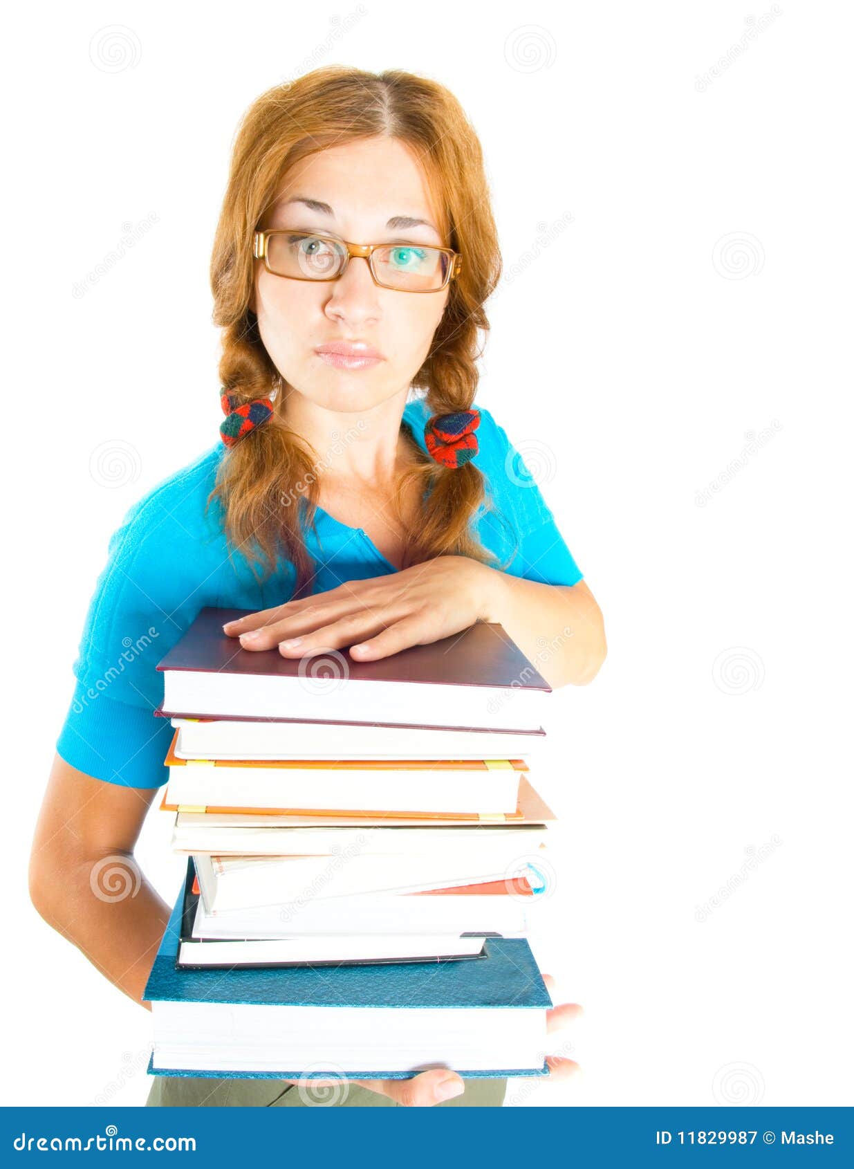 Librarian with books. stock image. Image of blue, studious - 11829987