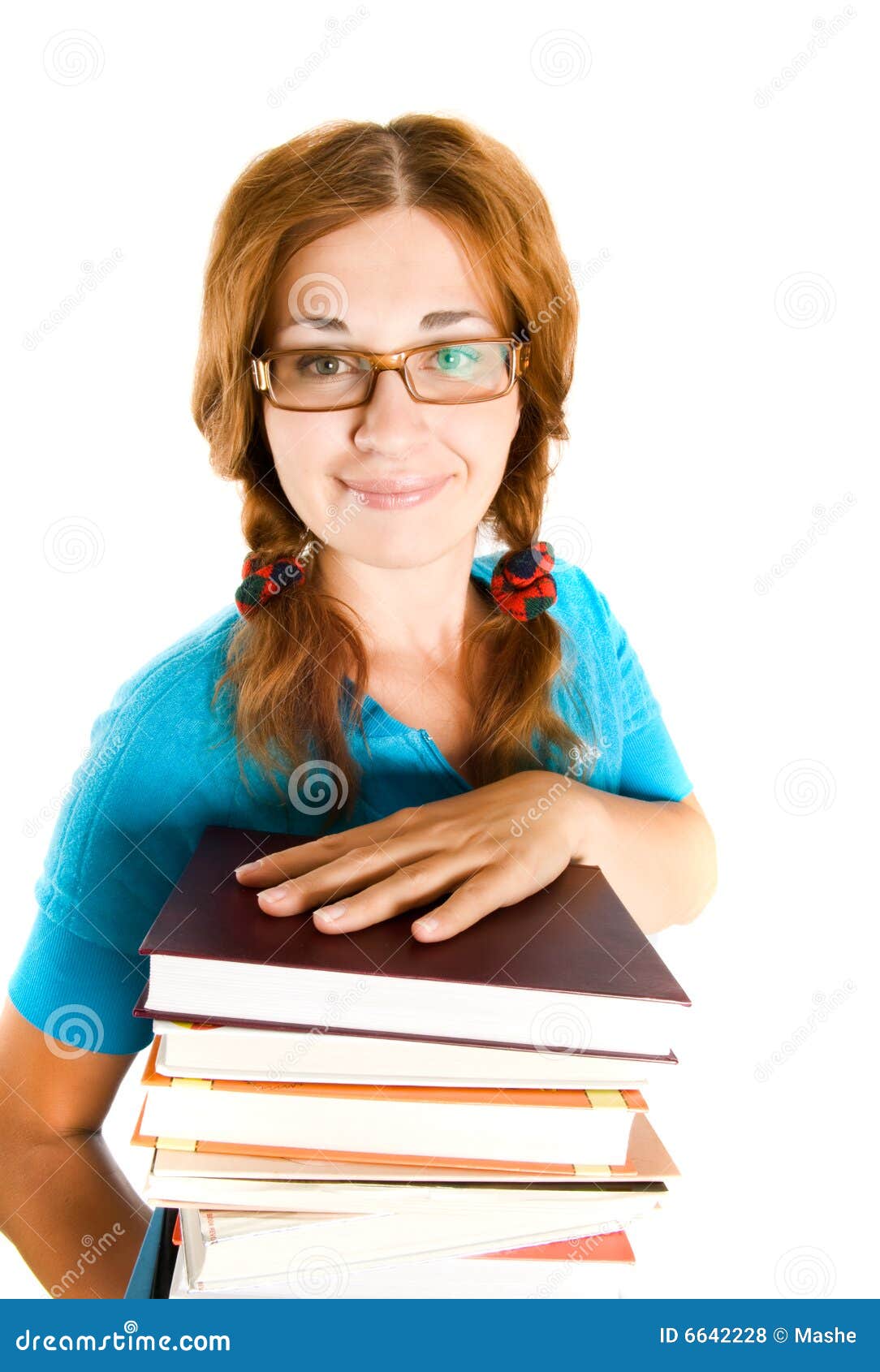 Librarian with books. stock photo. Image of girl, book - 6642228