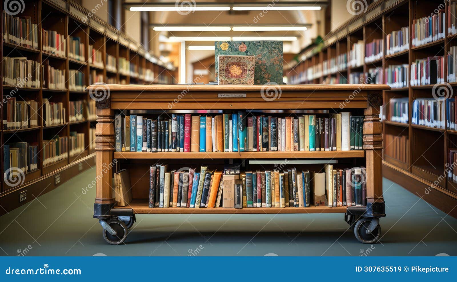 Librarian library cart stock illustration. Illustration of study ...