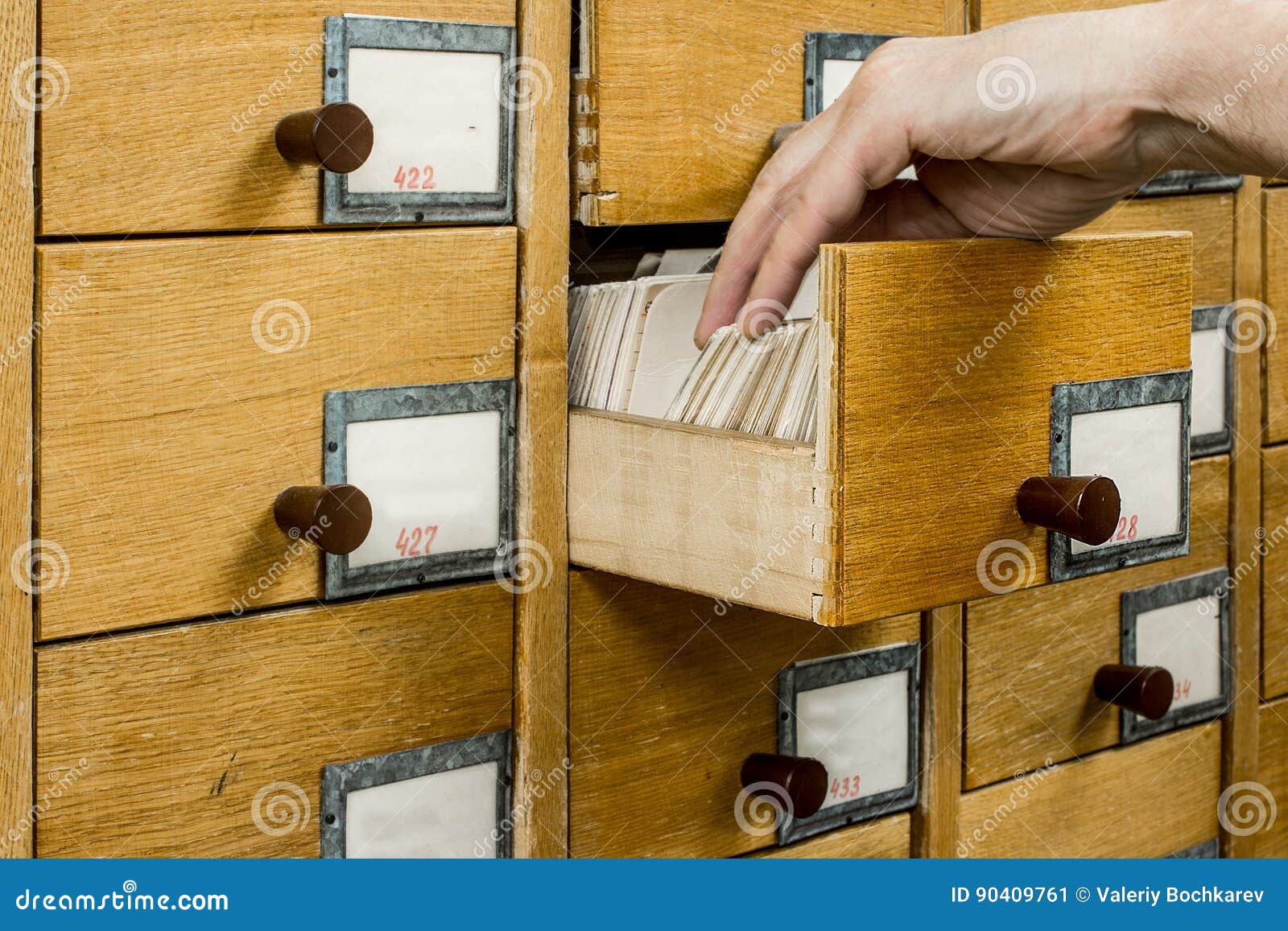Set Of Old Library Cards From The 1980s Stock Photography ...