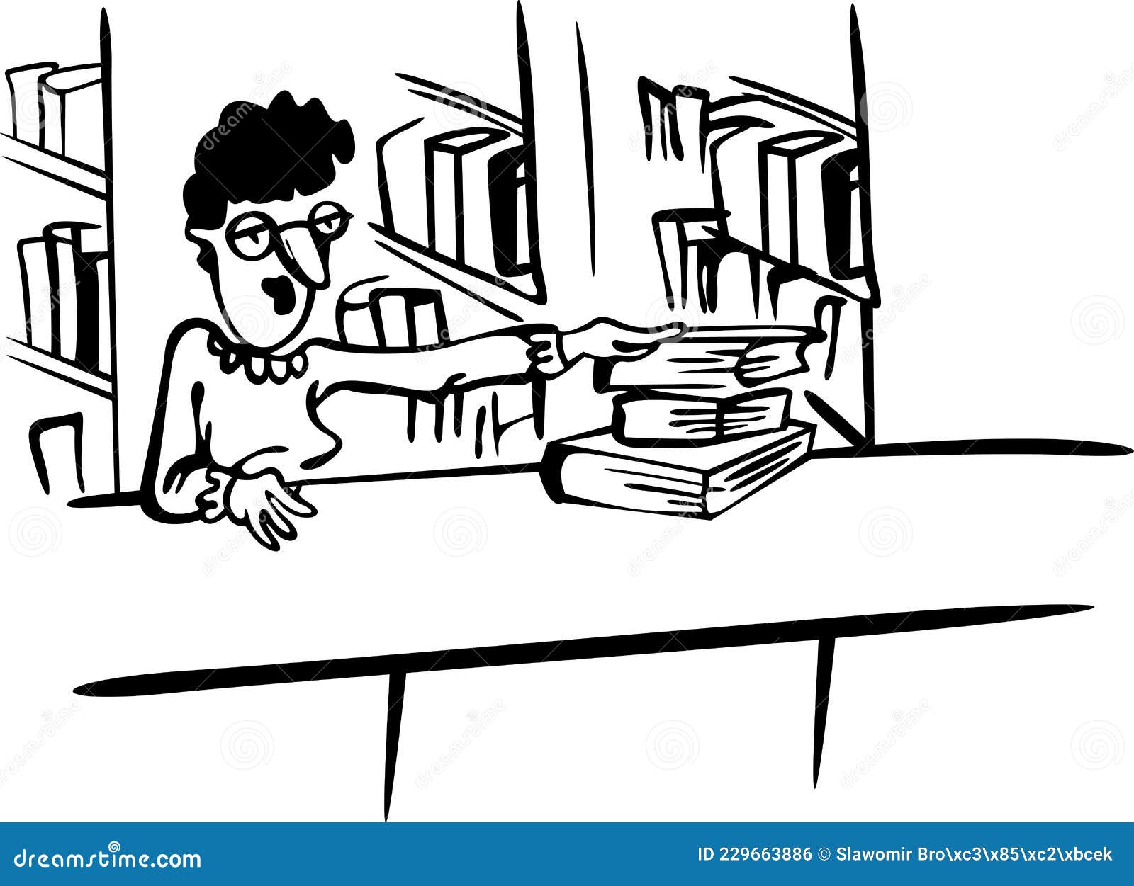 School Librarian Clipart Black And White