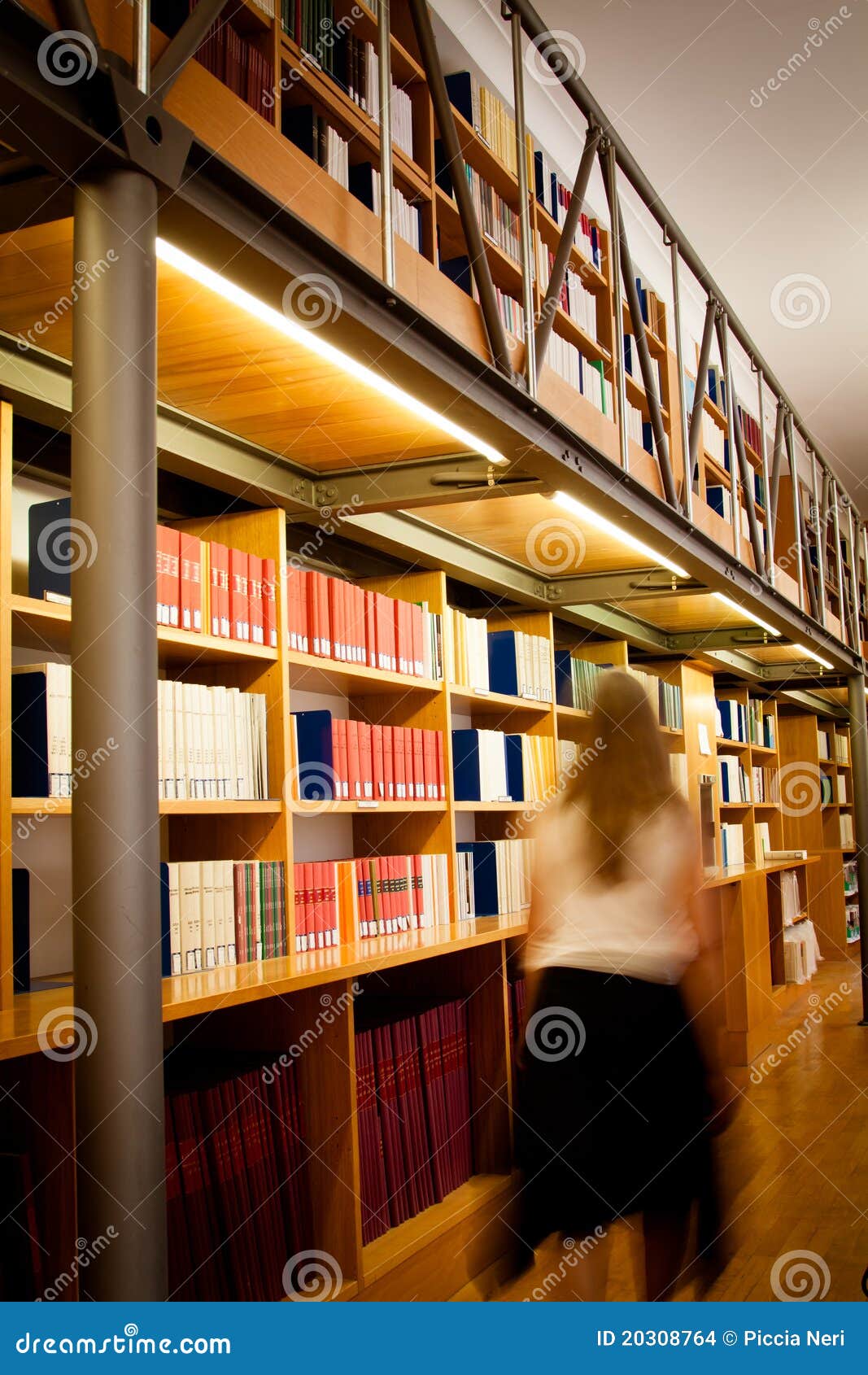 Librarian Walking Down a Library Aisle Stock Photo - Image of culture ...